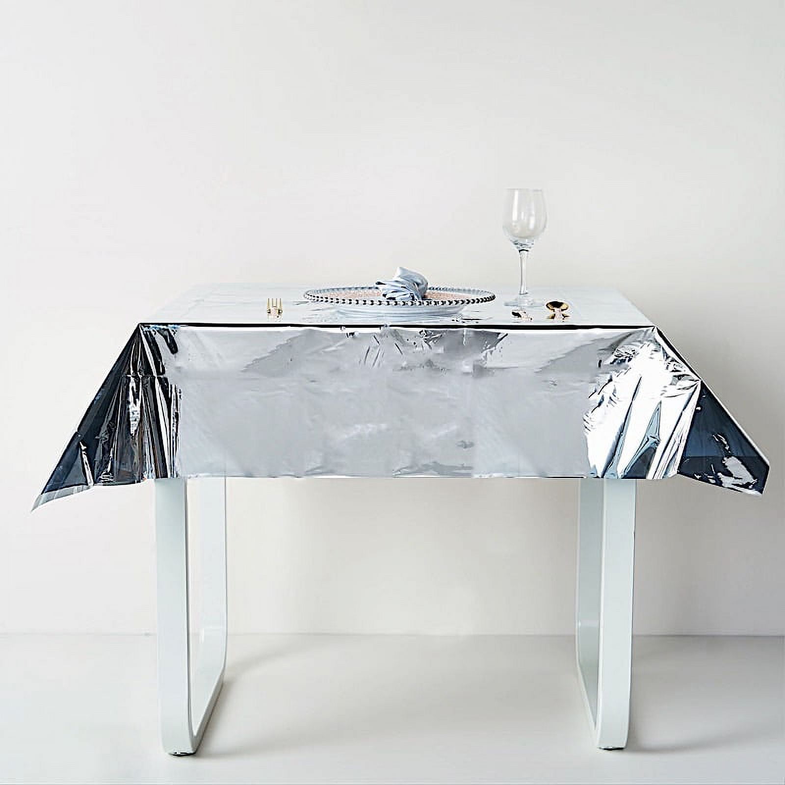 BalsaCircle 50x50" Silver Metallic Square Party Plastic Tablecloth for ...