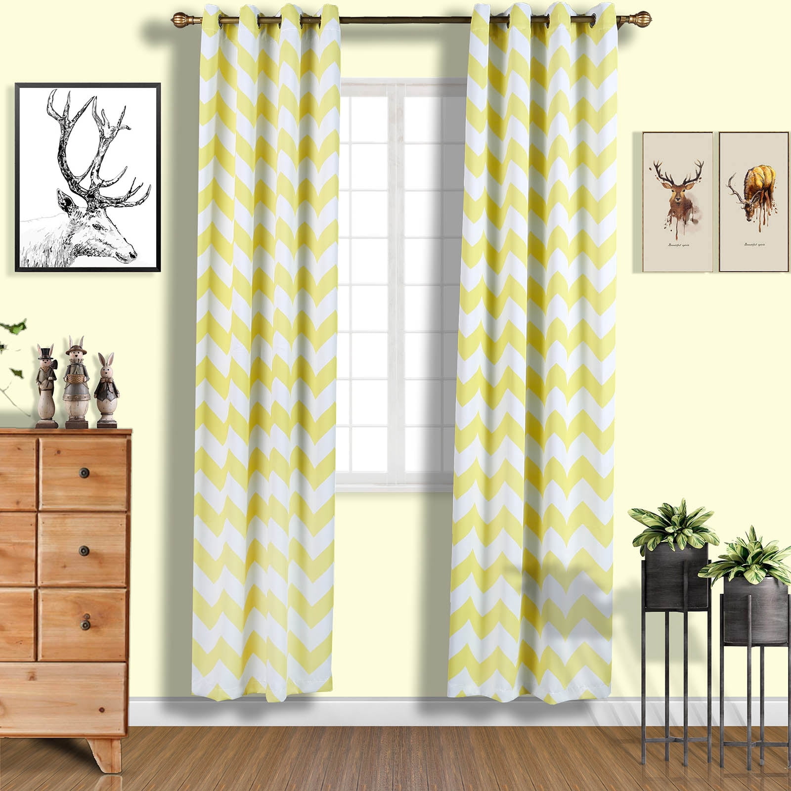 BalsaCircle 52" x 108" Yellow Chevron Curtains Drapes Panels Grommet ...