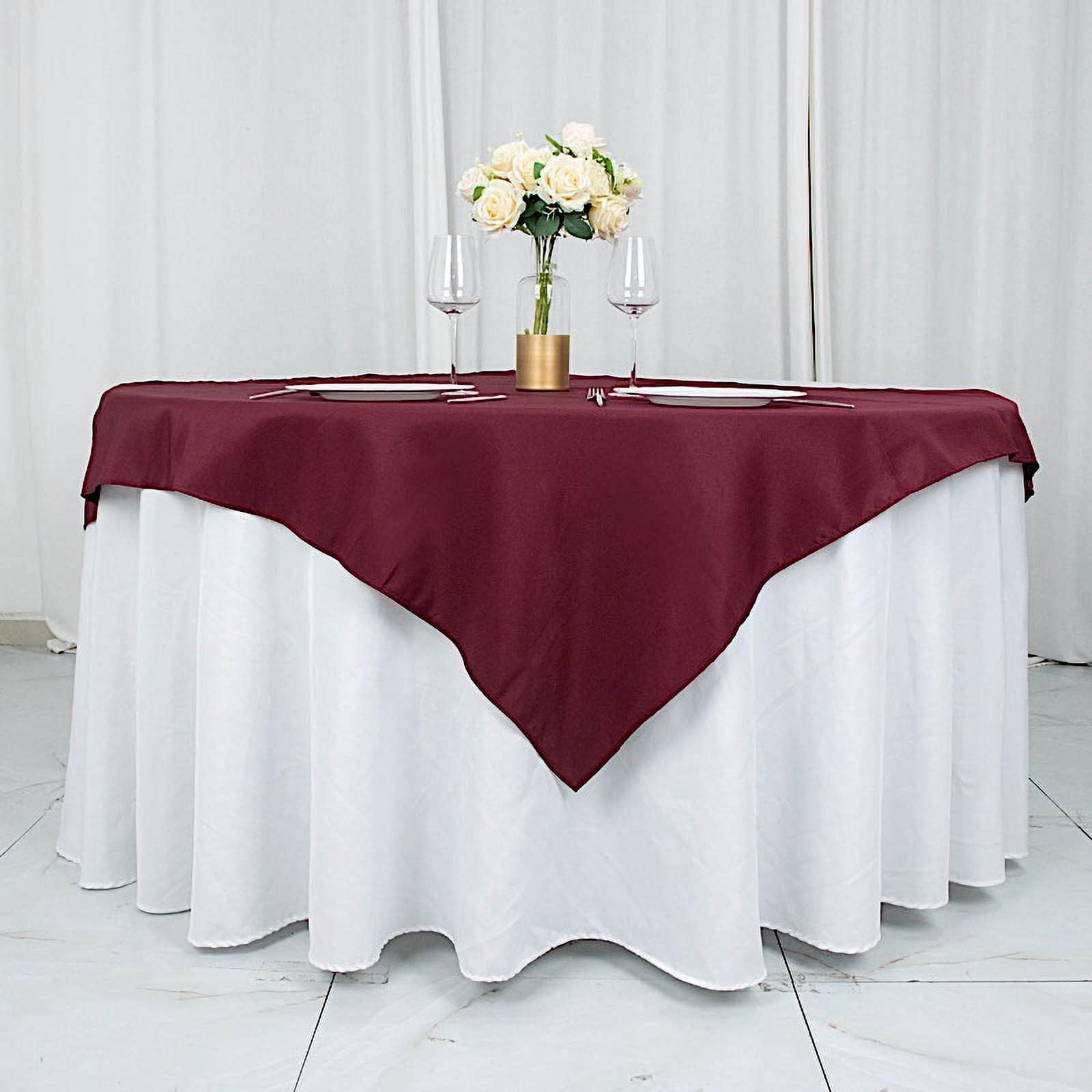 BalsaCircle 54" Burgundy Square Premium Polyester Tablecloth Catering ...
