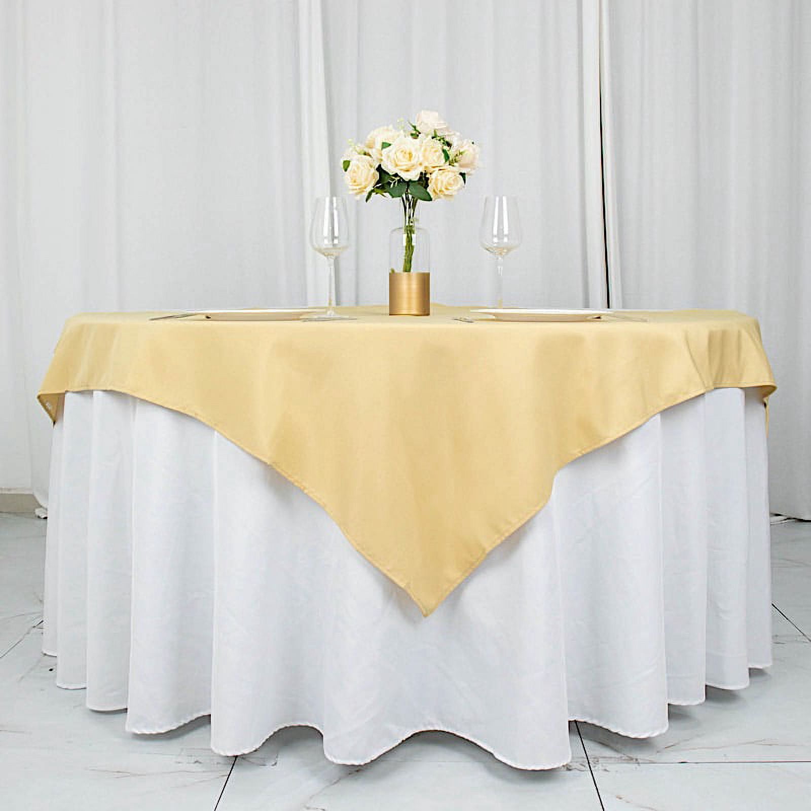 BalsaCircle 54" Champagne Square Premium Polyester Tablecloth Catering ...