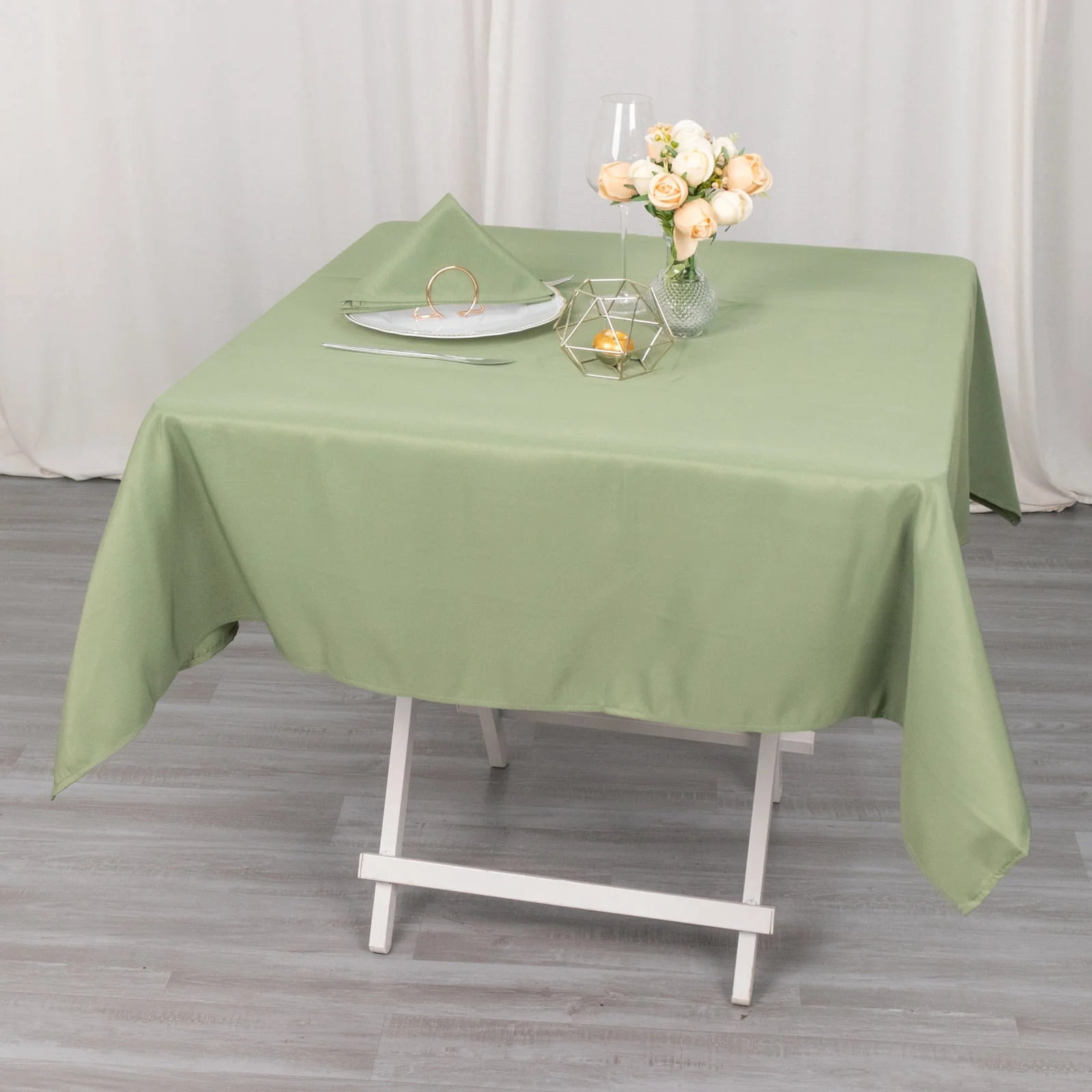 BalsaCircle 54" Eucalyptus Sage Green Square Premium Polyester ...