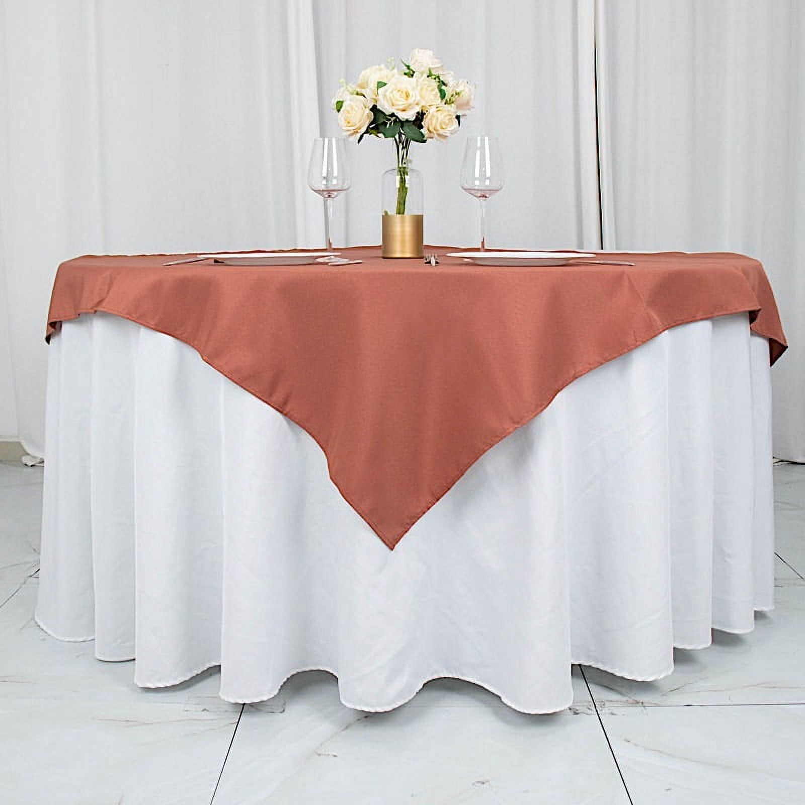 BalsaCircle 54" Terracotta Square Premium Polyester Tablecloth Catering ...