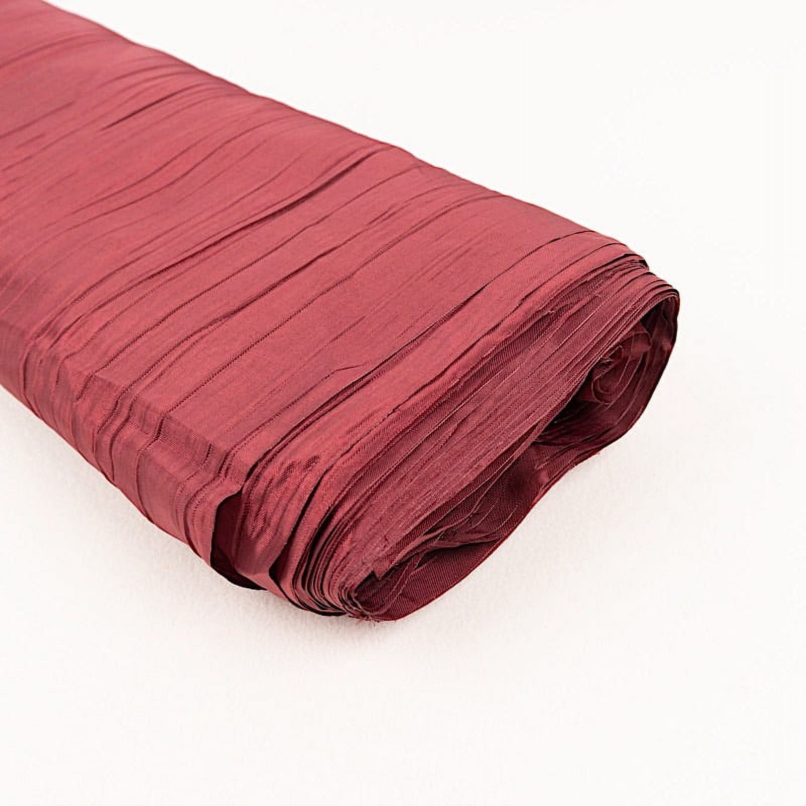 BalsaCircle 54 in x 10 yards Burgundy Crinkled Accordion Taffeta Fabric ...