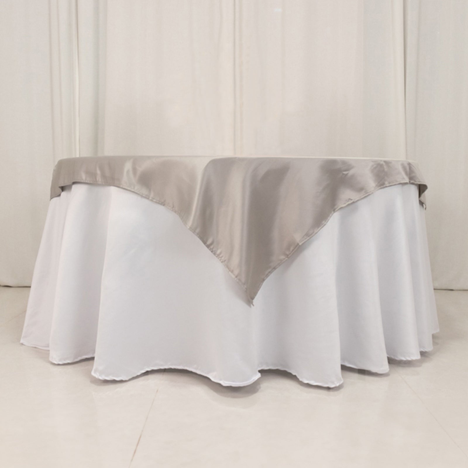 BalsaCircle 54"x 54" Silver Square Lamour Satin Tablecloth Table Covers ...