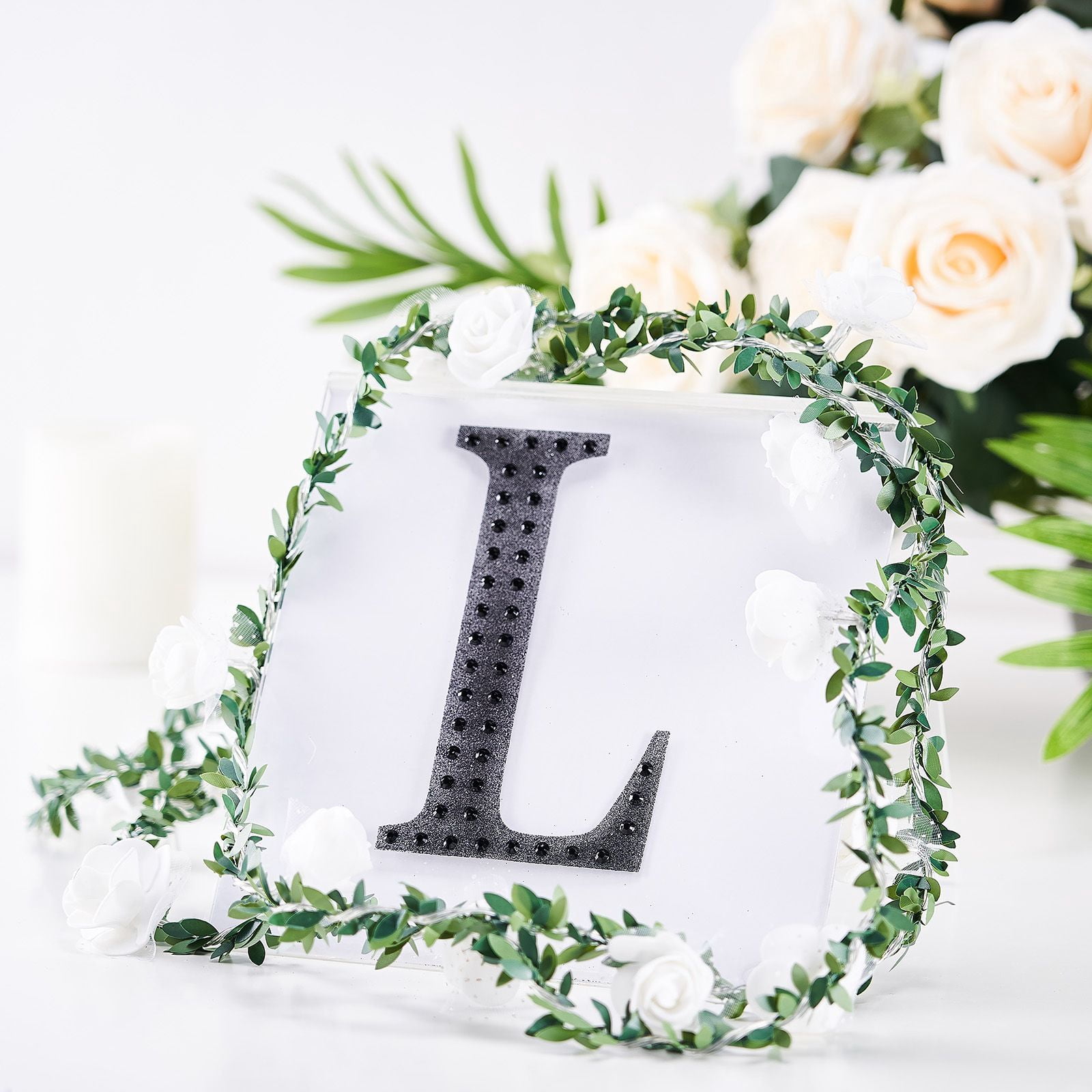 Balsa Circle 6" Black Solid Letter L Self-Adhesive Rhinestones Gems ...