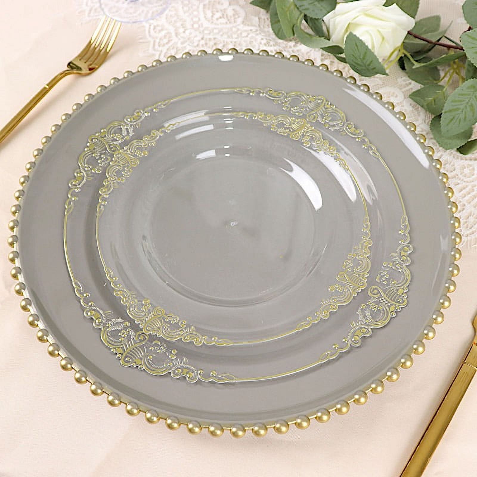 Balsa Circle 6 Charcoal Gray Gold 13" Beaded Trim Acrylic Wooden ...