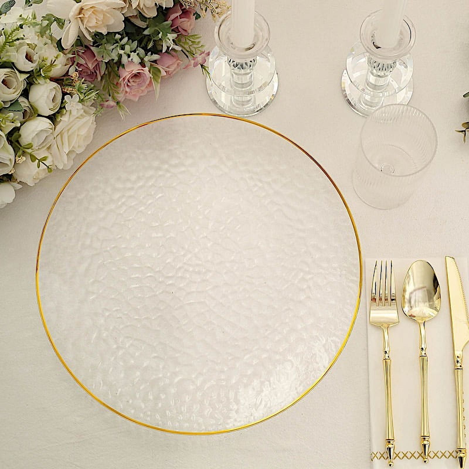 BalsaCircle 6 Clear 13 in Round Hammered Plastic Charger Plates with ...