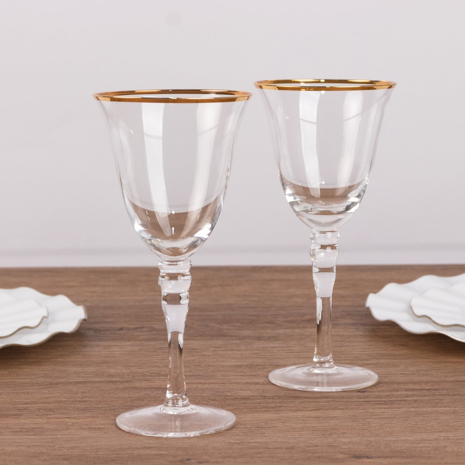BalsaCircle 6 Clear Wine Glasses 9 oz Gold Rimmed Design with Long ...
