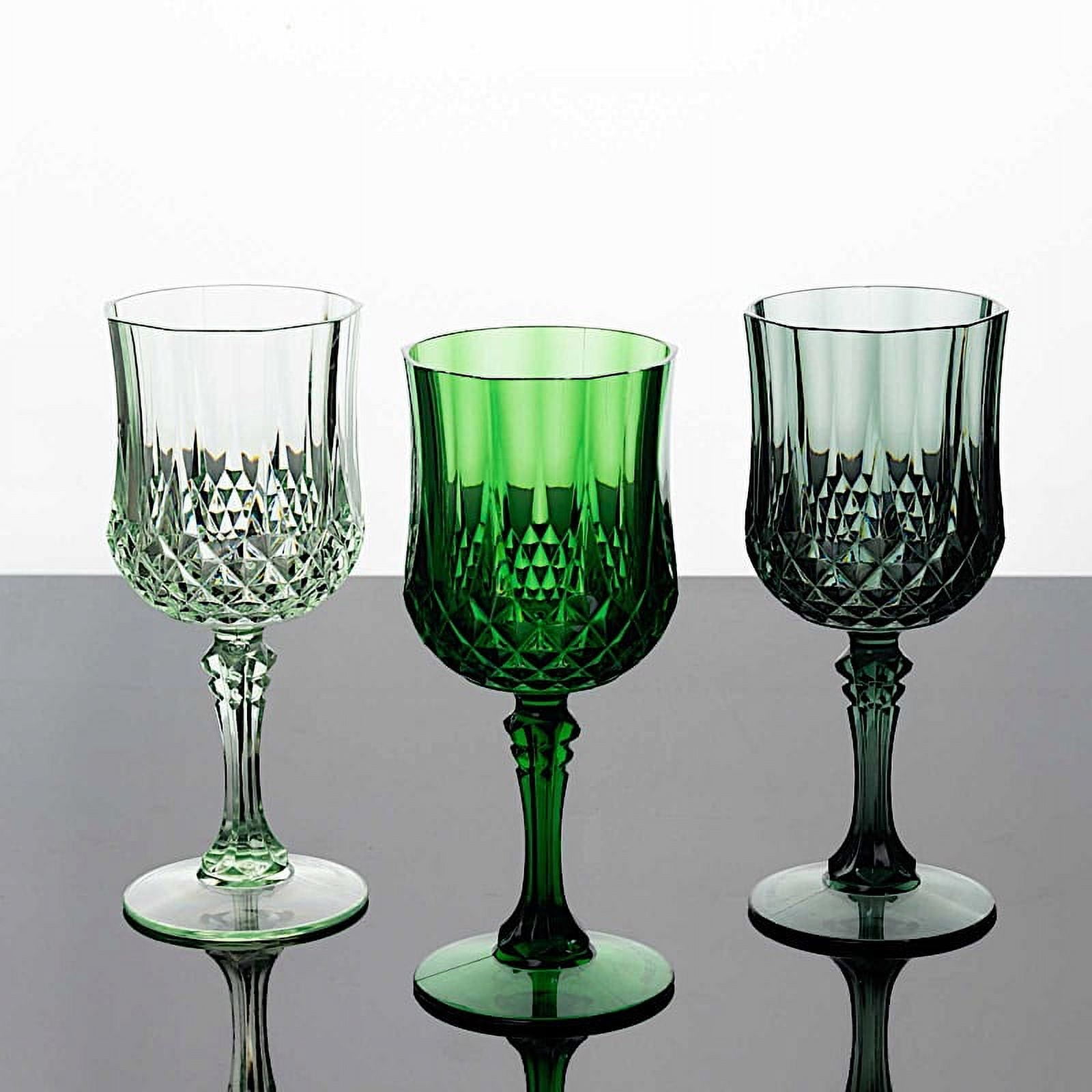 BalsaCircle 6 Disposable 8 oz Assorted Green Crystal Cut Goblets ...