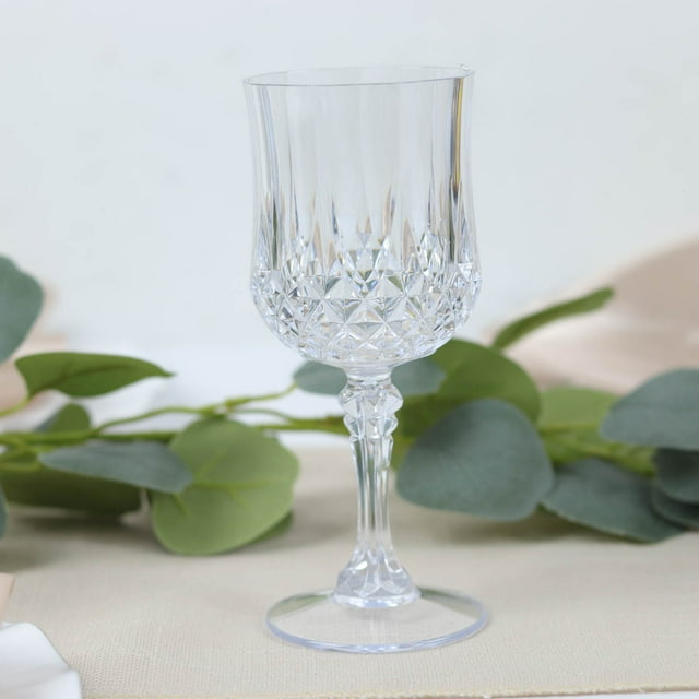 BalsaCircle 6 Disposable 8 oz Clear Crystal Cut Goblets Plastic Wine ...