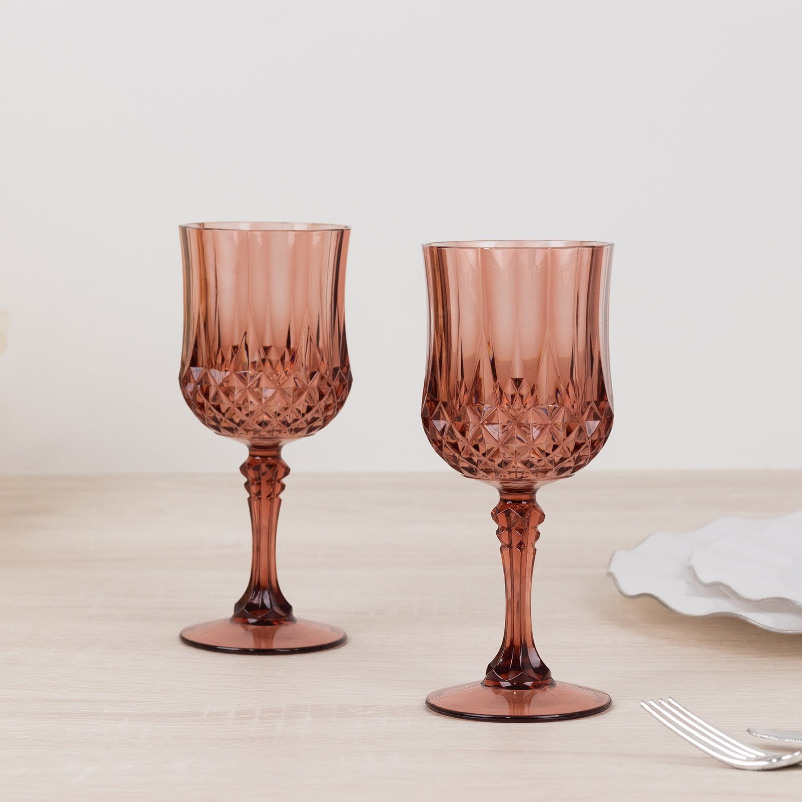 Balsa Circle 6 Disposable 8 oz Dusty Rose Crystal Cut Goblets Plastic ...