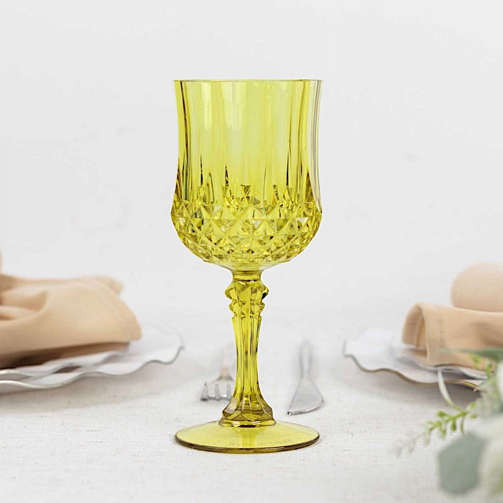 BalsaCircle 6 Disposable 8 oz Green Crystal Cut Goblets Plastic Wine ...
