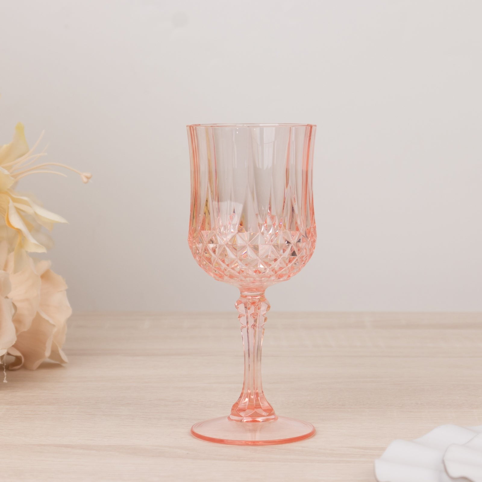 Balsa Circle 6 Disposable 8 oz Transparent Blush Crystal Cut Goblets ...