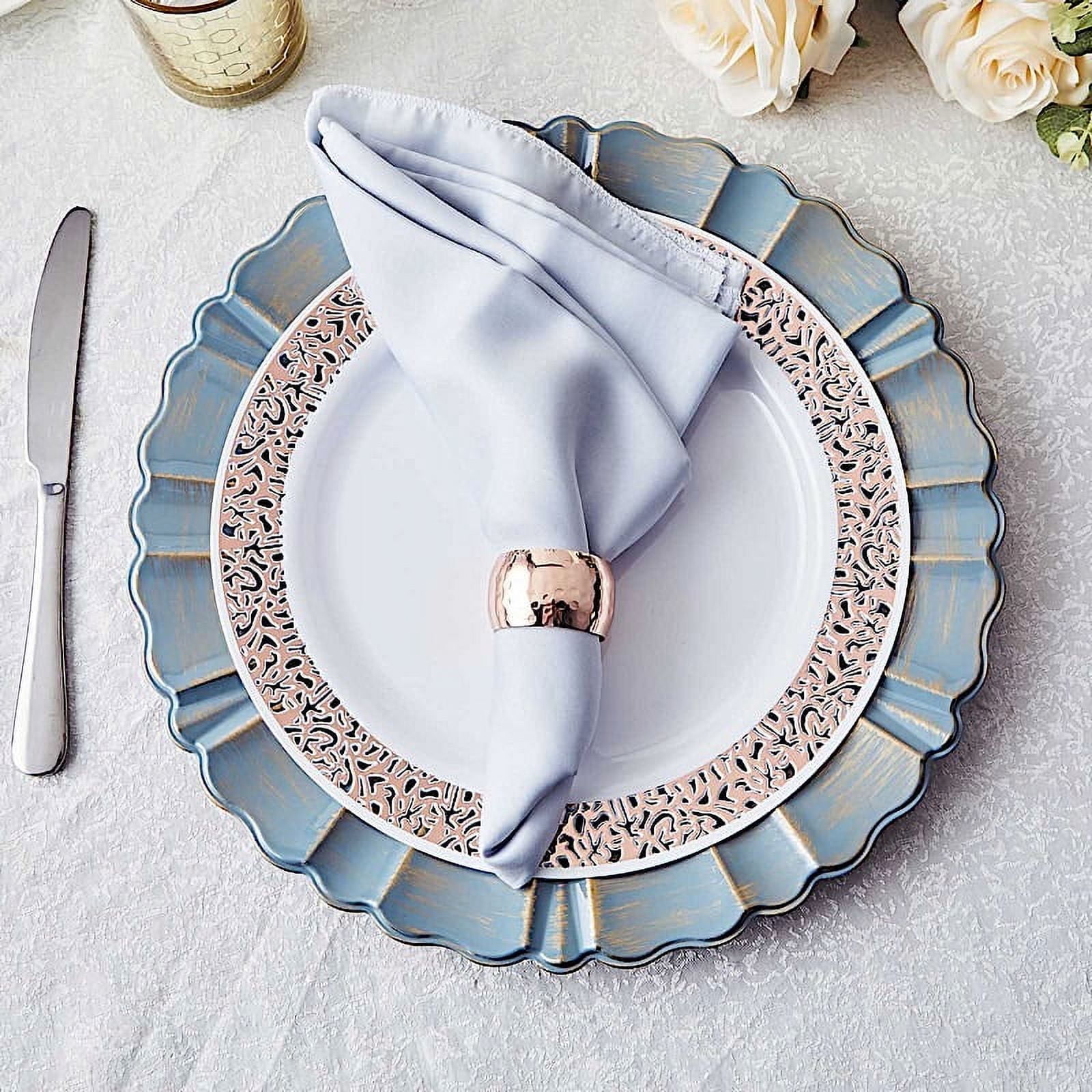 BalsaCircle 6 Gold Acrylic Scalloped Rim Plastic Charger Plates for ...