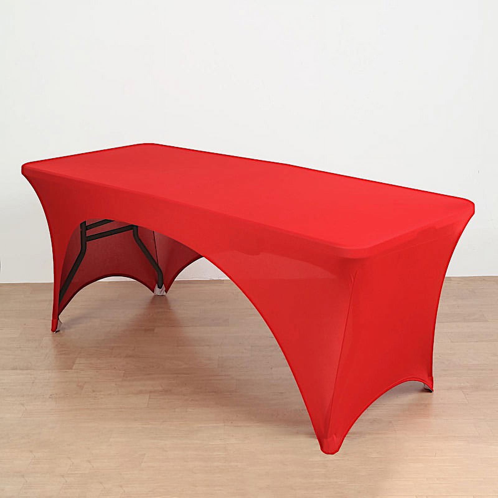 BalsaCircle 6 Feet Red Fitted Spandex Tablecloth Open Back Rectangle ...