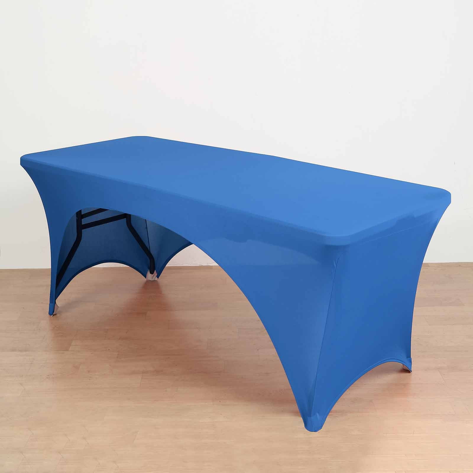 BalsaCircle 6 Feet Royal Blue Fitted Spandex Tablecloth Open Back ...