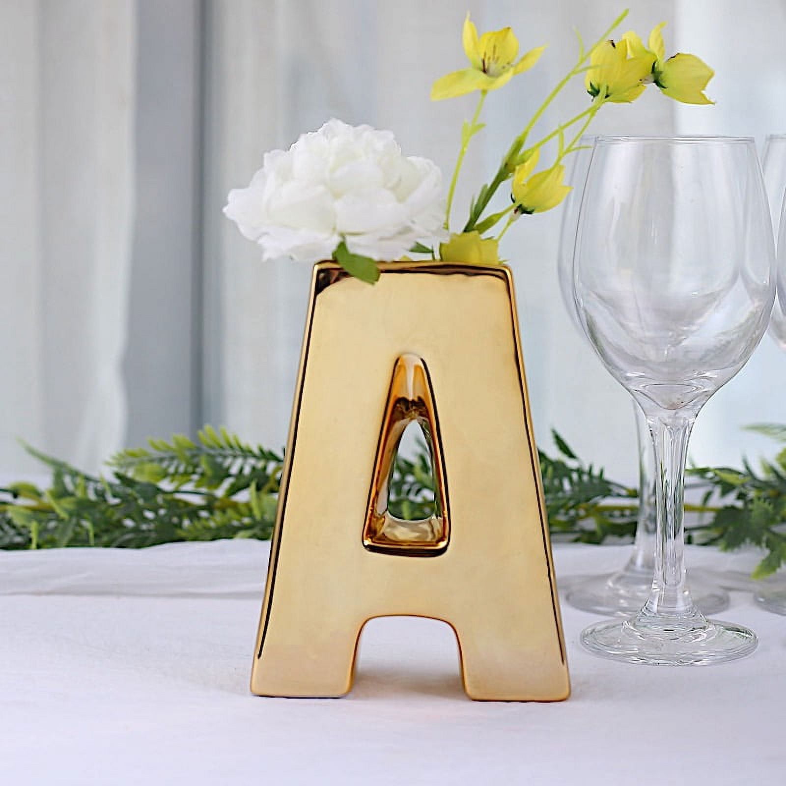 BalsaCircle 6" Gold A Metallic Letters Symbols Ceramic Flower Vase ...