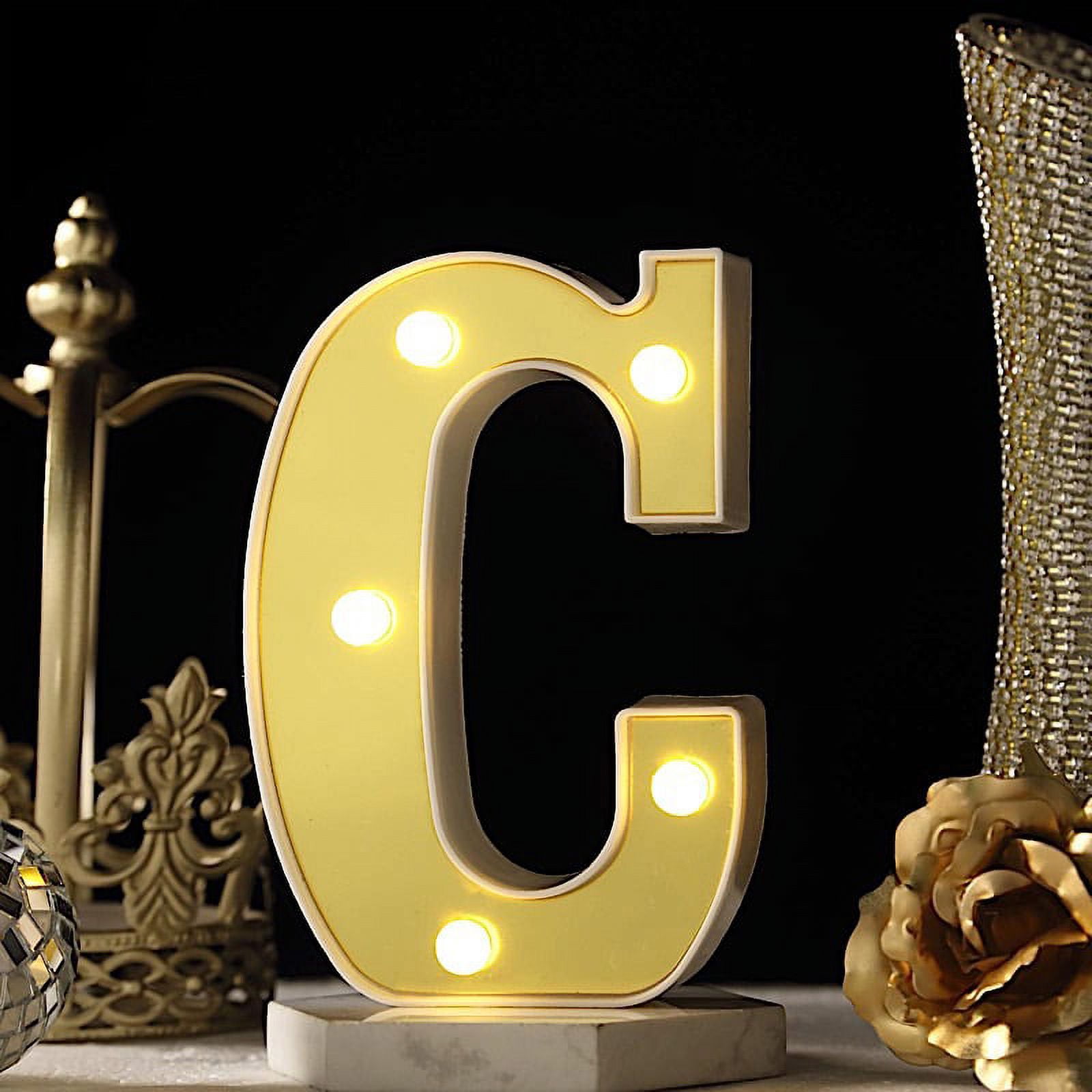 BalsaCircle 6" Gold C Marquee Warm White LED Lighted Sign Wedding ...