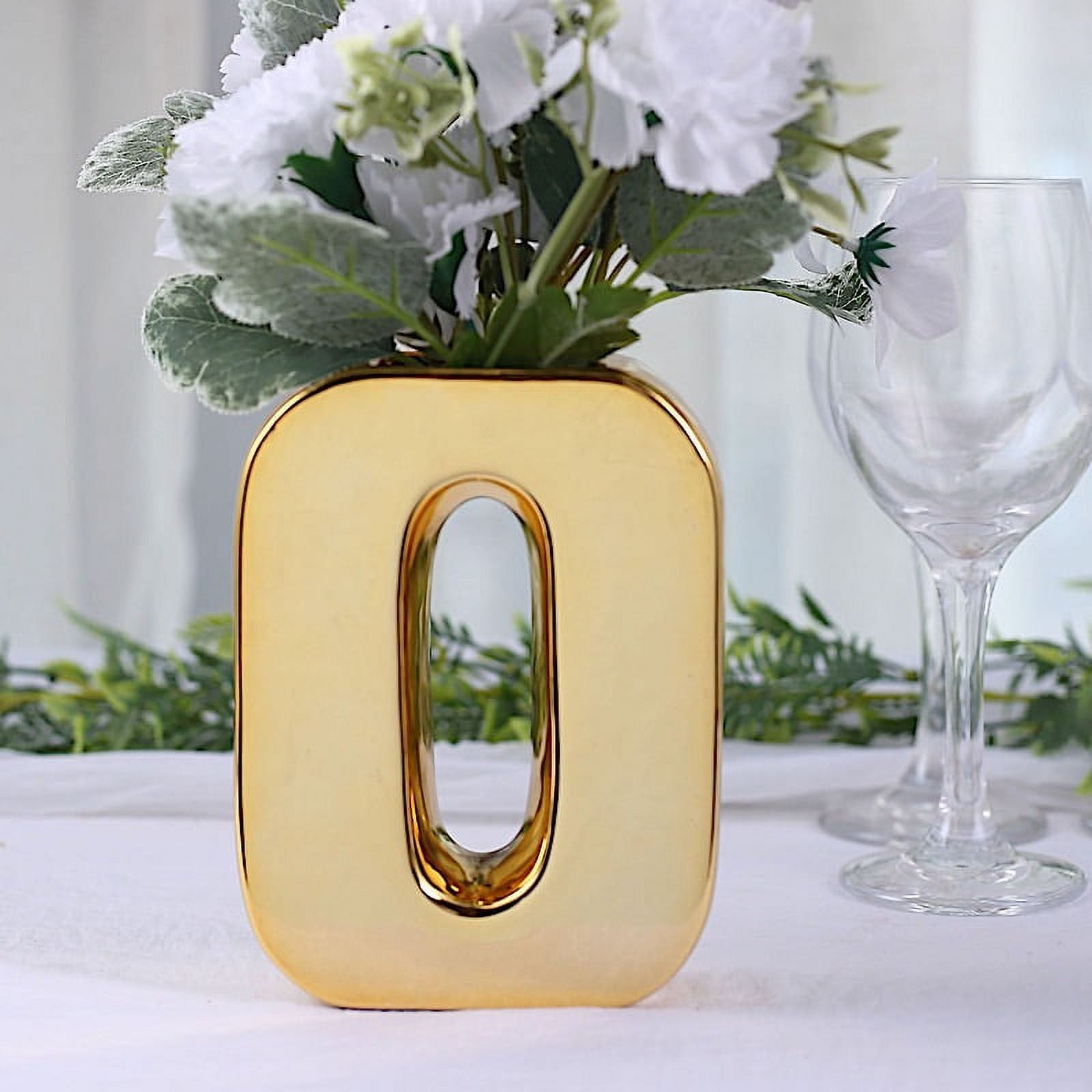 BalsaCircle 6" Gold O Metallic Letters Symbols Ceramic Flower Vase ...
