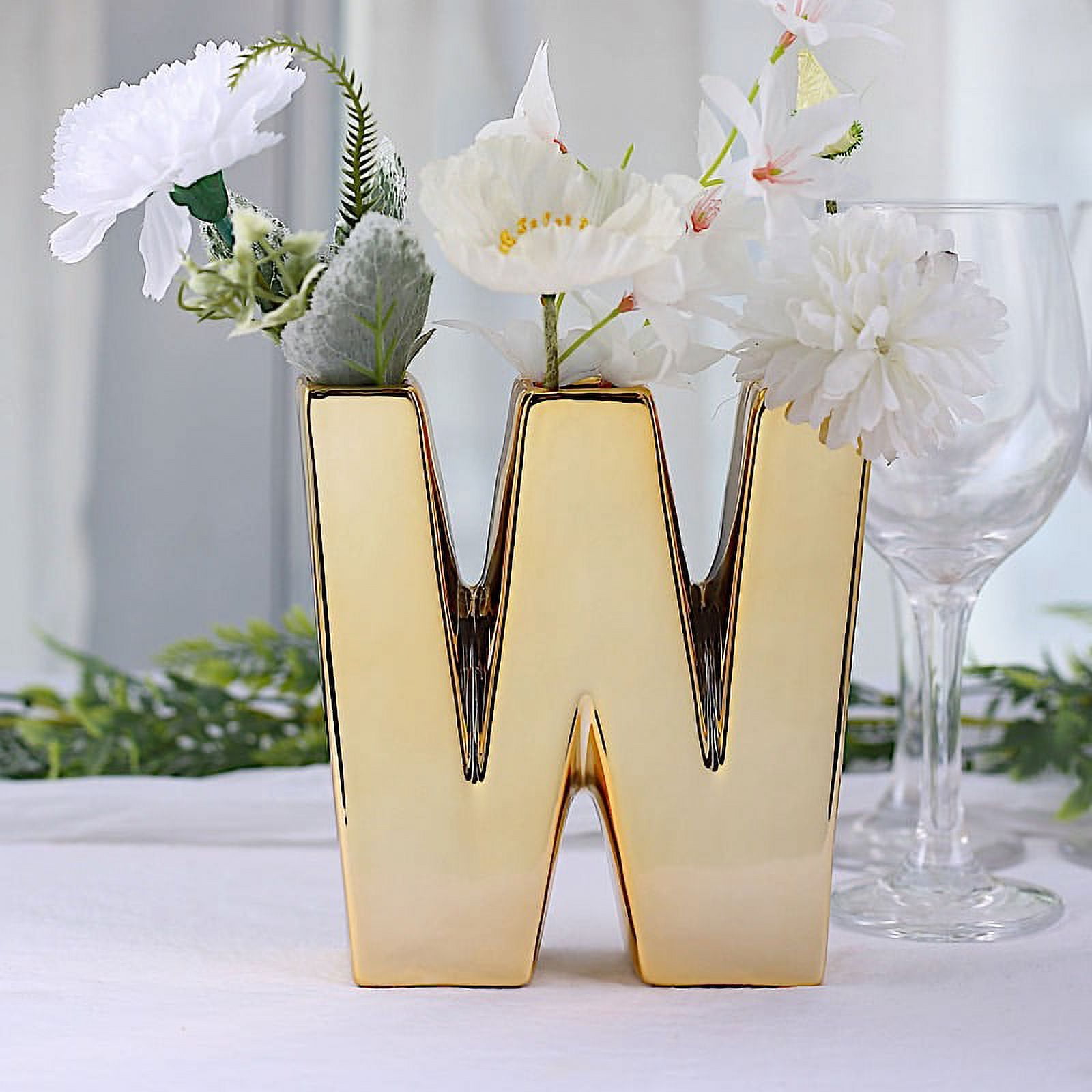 BalsaCircle 6" Gold W Metallic Letters Symbols Ceramic Flower Vase ...