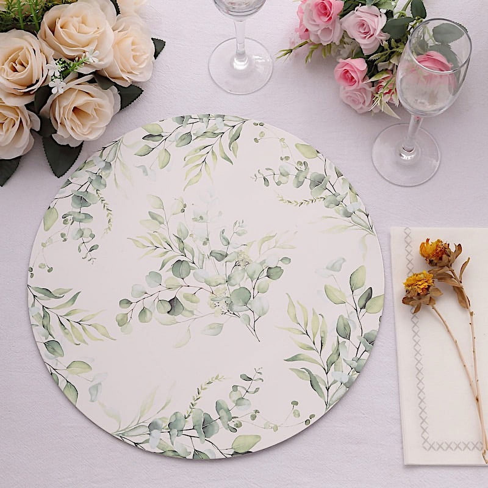 BalsaCircle 6 Green Round 13 in Disposable Paper Charger Plates Floral ...