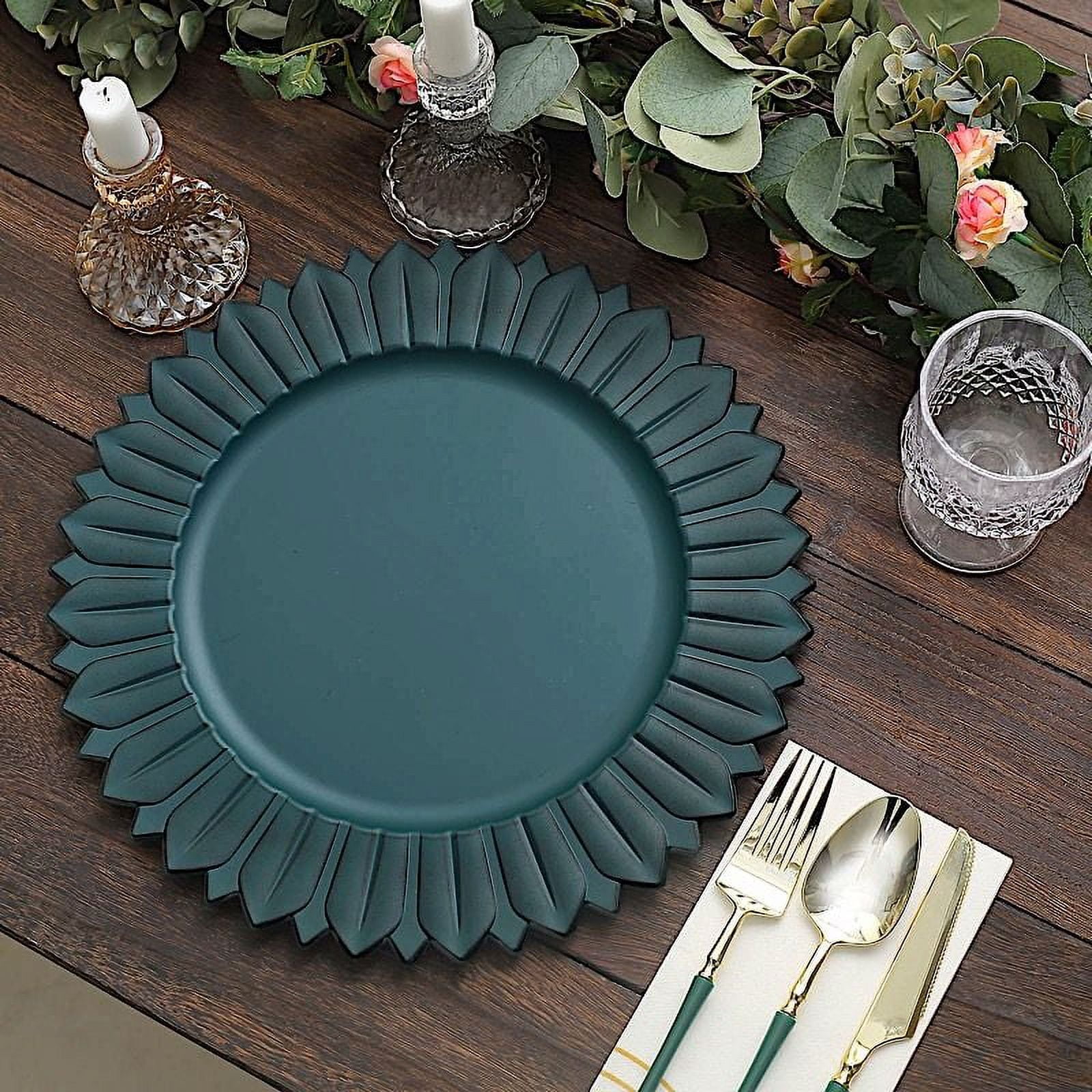 BalsaCircle 6 Matte Teal Round 13 in Sunflower Design Matte Plastic ...