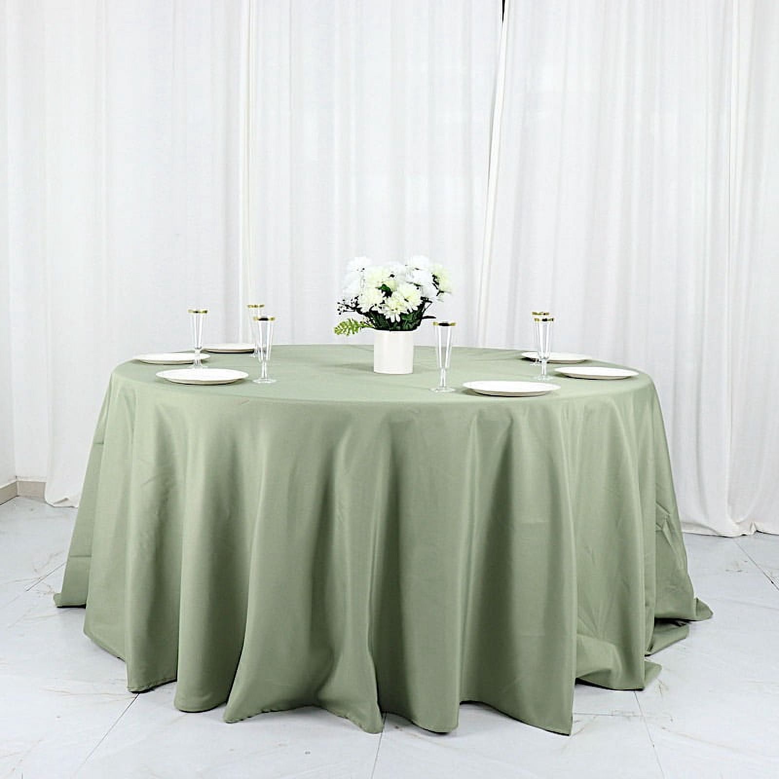 BalsaCircle 6 Pieces 132" Eucalyptus Sage Green Round Polyester ...