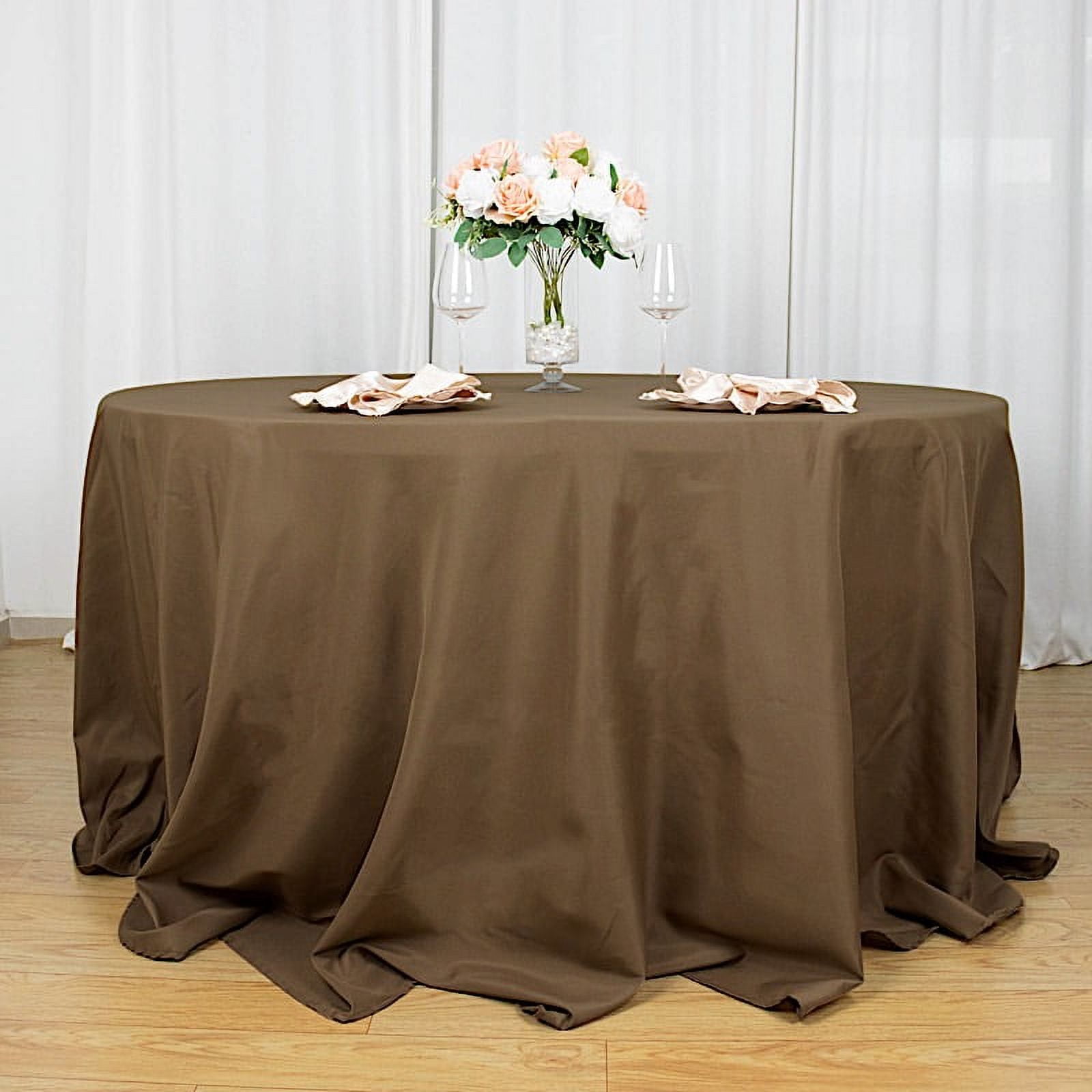 BalsaCircle 6 Pieces 132" Taupe Round Polyester Tablecloths Fabric ...