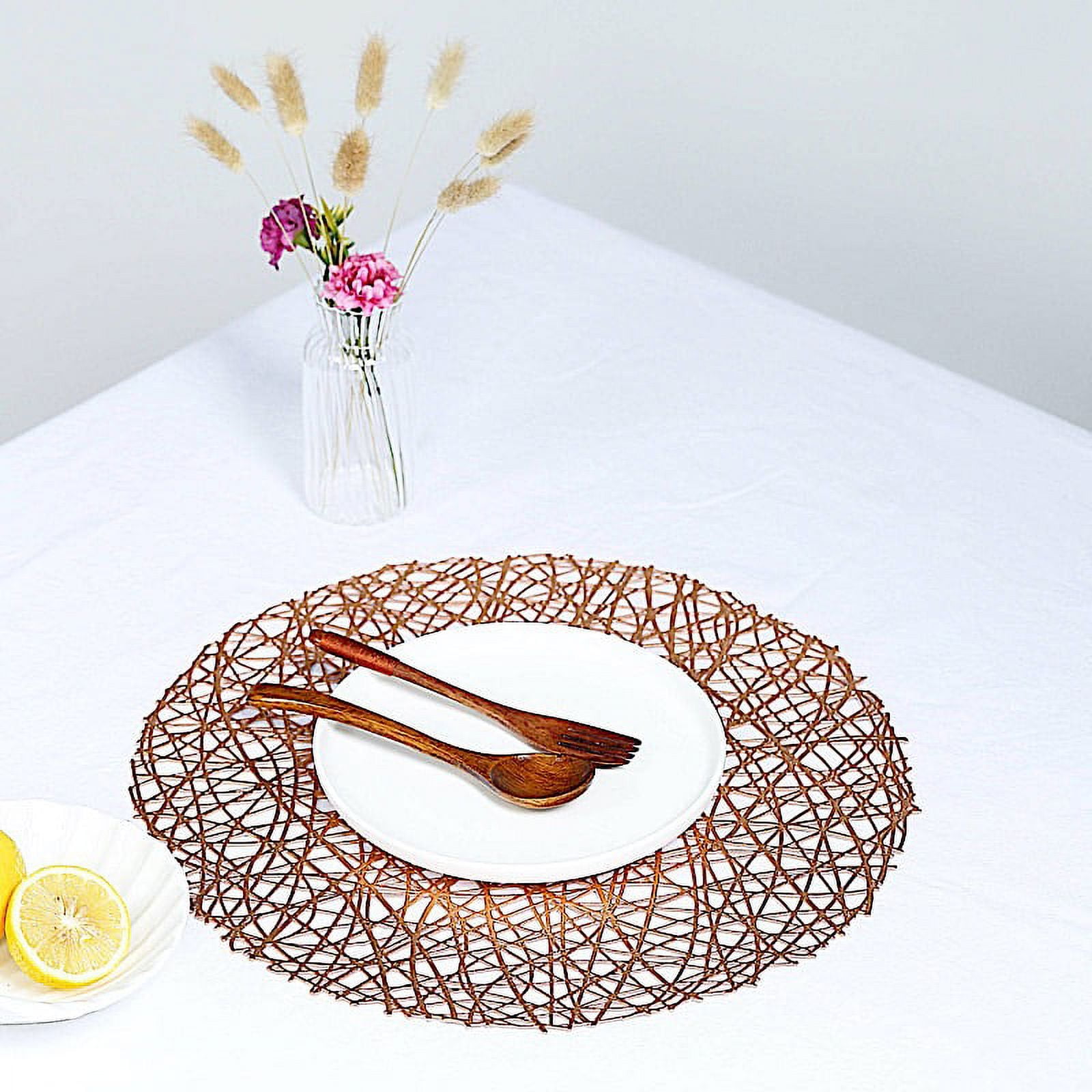 BalsaCircle 6 Rose Gold 15" Round Vinyl String PLacemats Wedding Party ...