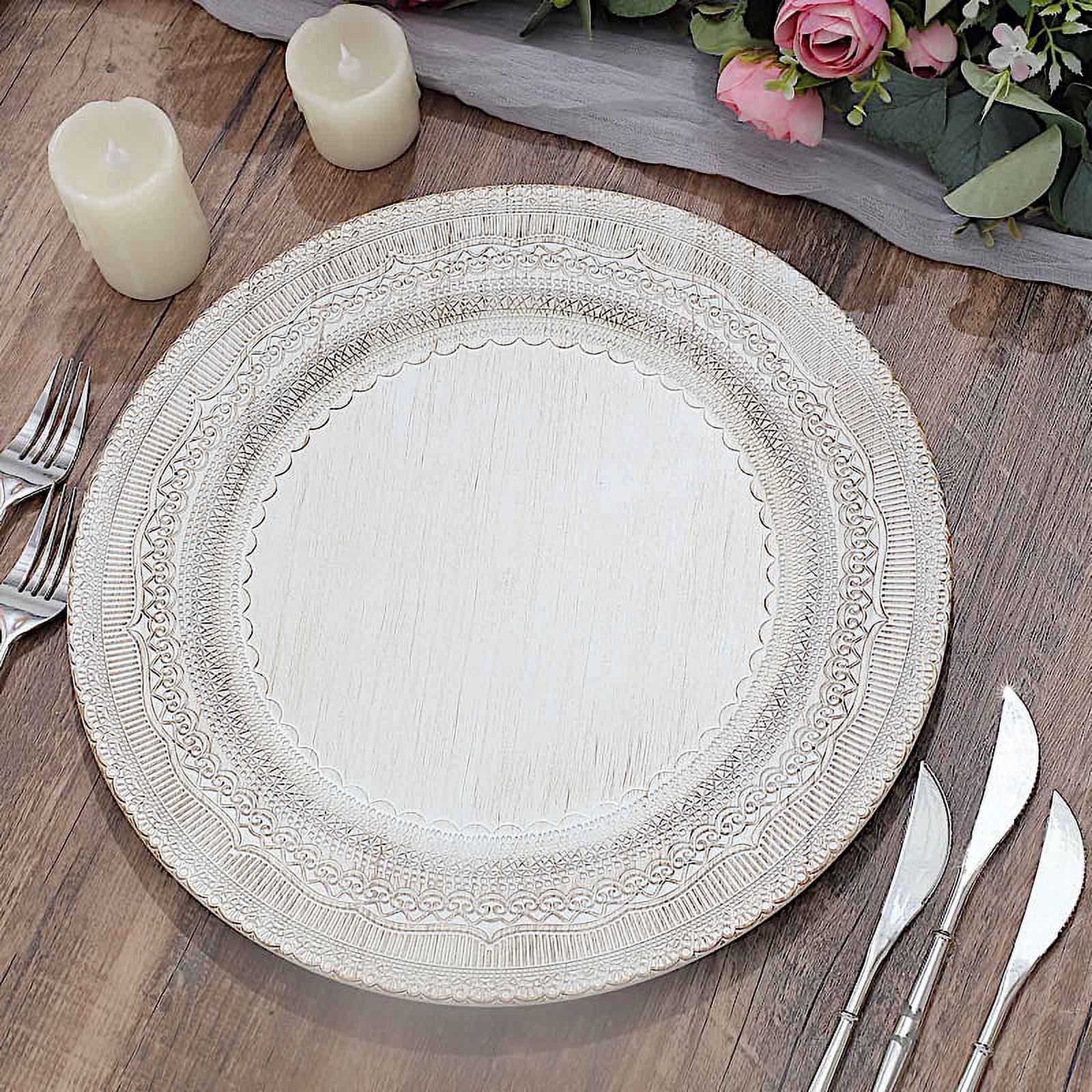 BalsaCircle 6 Round White 13 in Acrylic Plastic Charger Plates Lace ...
