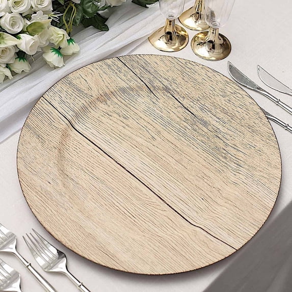 "BalsaCircle 6 Rustic 13"" Round Faux Wood Plastic Charger Plates for ...