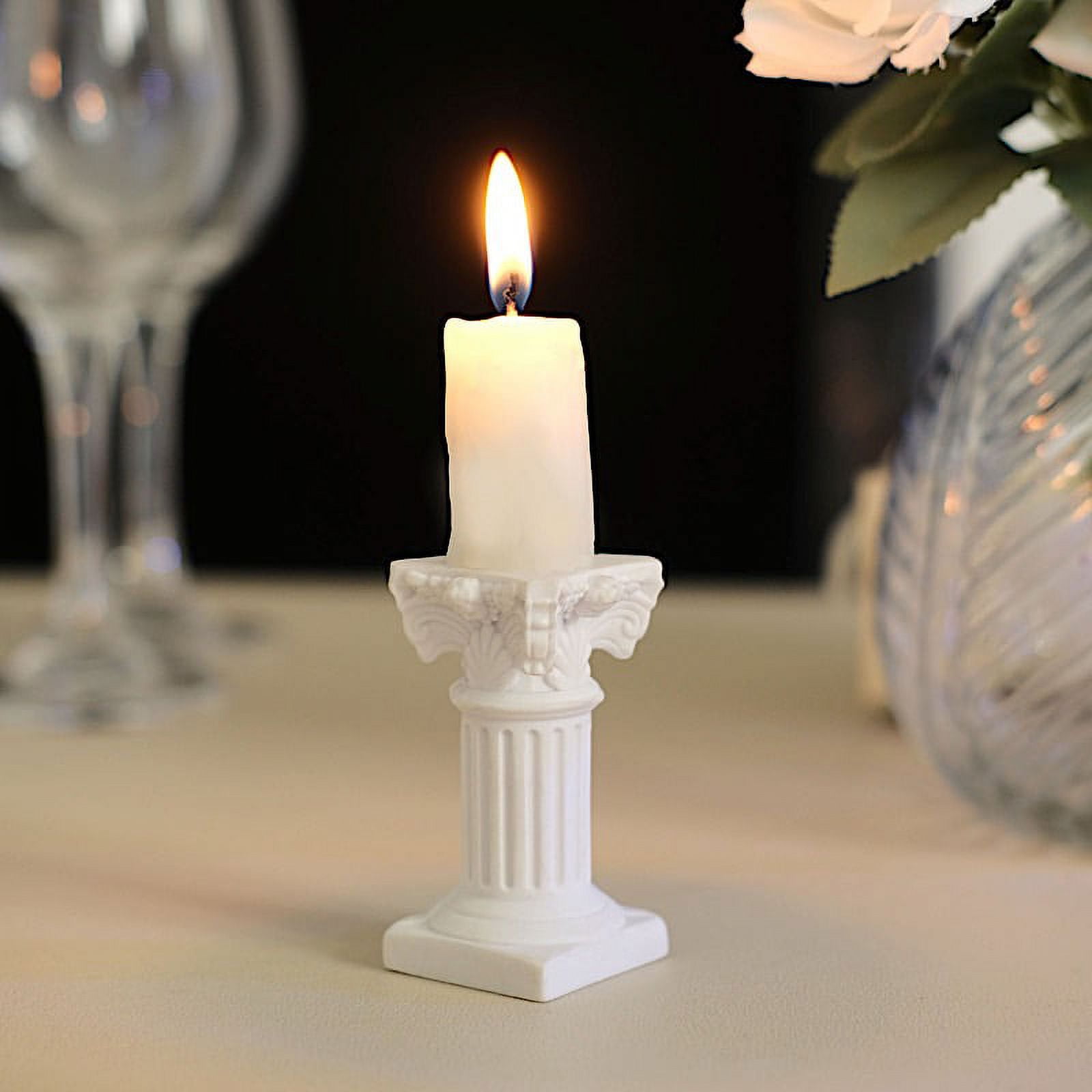BalsaCircle 6 White Resin Mini Roman Column Taper Candle Holders Set ...
