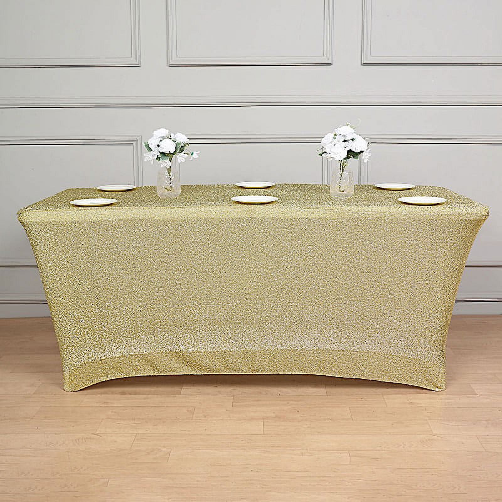 BalsaCircle 6 feet Champagne Fitted Spandex Rectangular Tablecloth ...