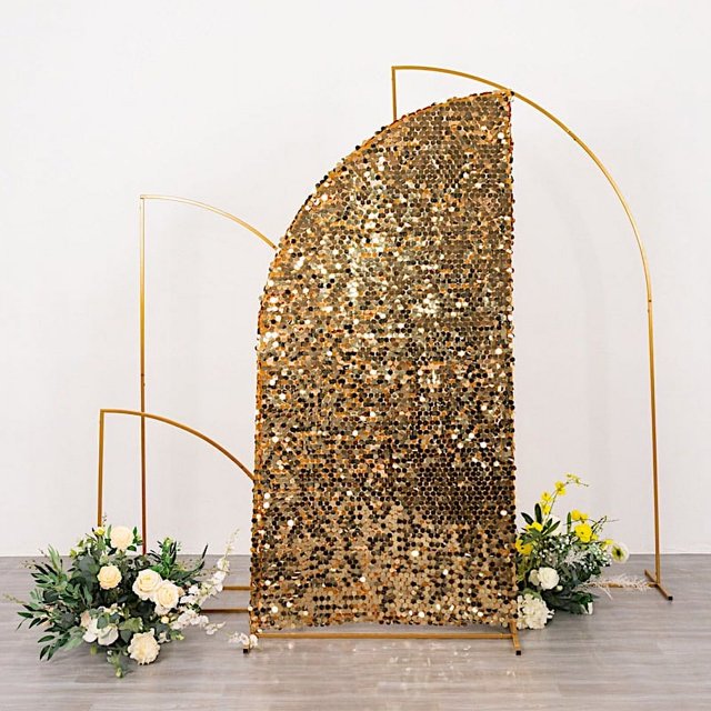 BalsaCircle 6 feet Gold Big Payette Sequin Double Sided Half Moon Wedding Arch Backdrop Stand ...
