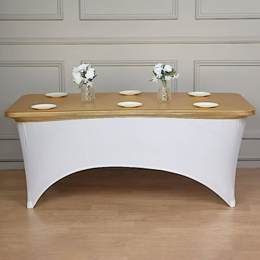 Efavormart 6ft Metallic Gold Spandex Stretch Fitted Banquet Table Top ...