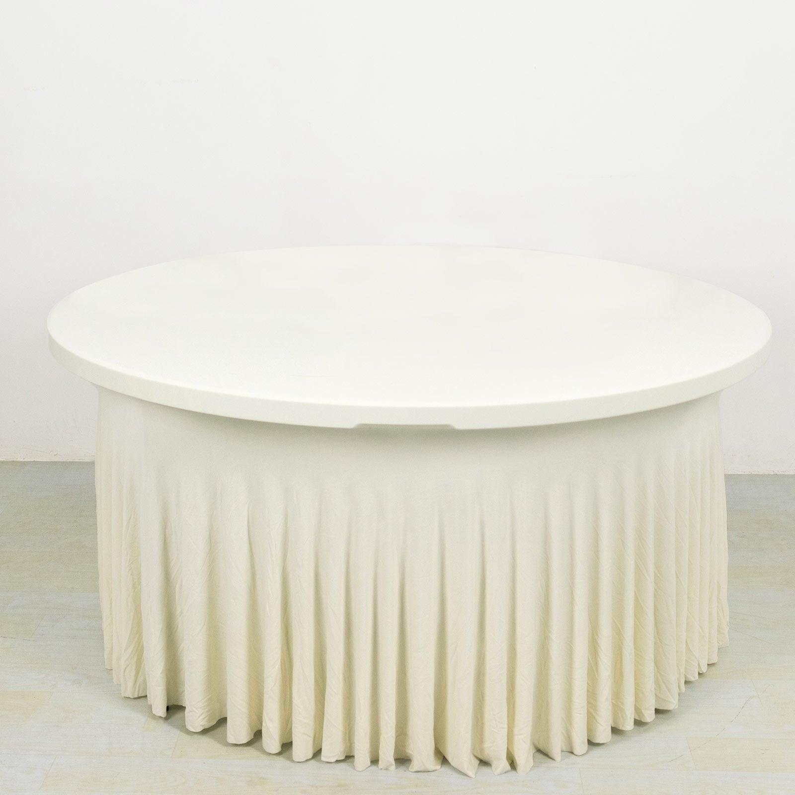 BalsaCircle 6 feet Ivory Wavy Spandex Fitted Round Tablecloth Table ...
