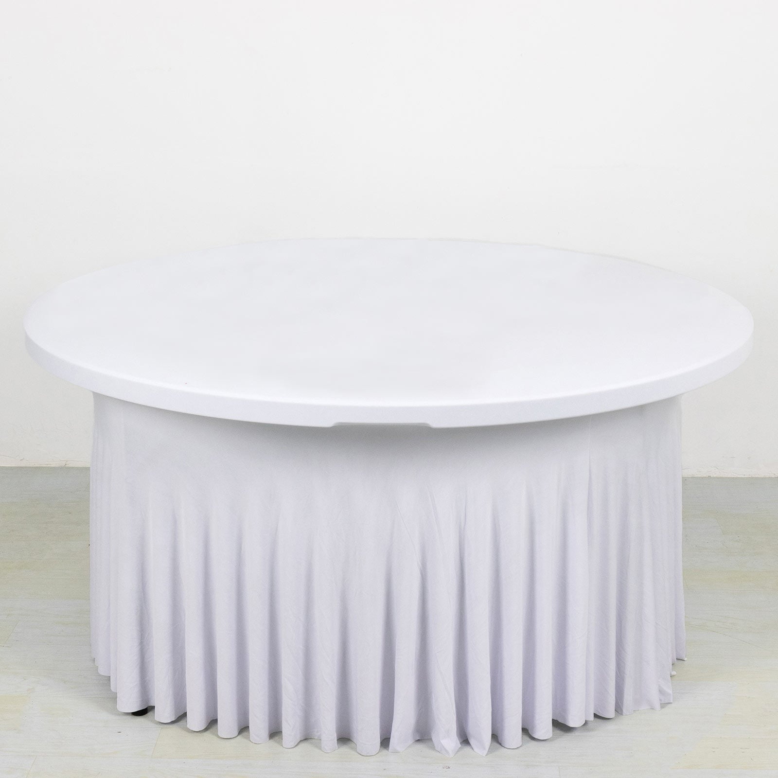 BalsaCircle 6 feet White Wavy Spandex Fitted Round Tablecloth Table ...