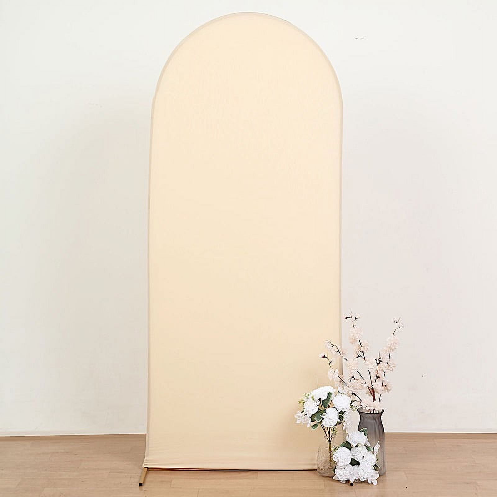 Balsa Circle 6 ft Beige Fitted Matte Spandex Round Top Wedding Arch ...