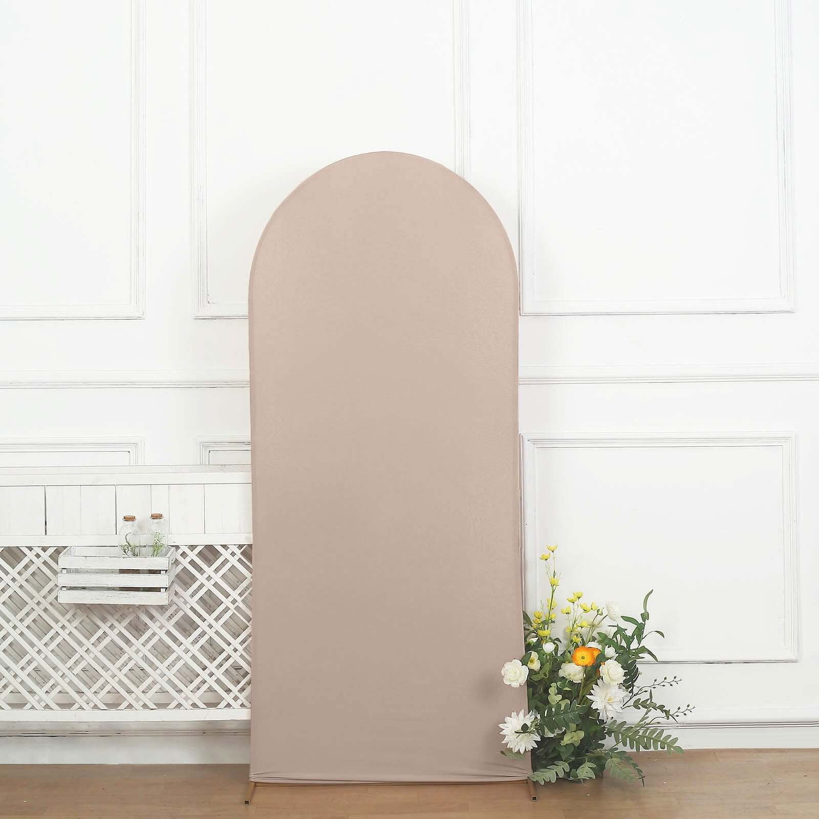 BalsaCircle 6ft Matte Spandex Round Top Wedding Arch Backdrop Stand ...