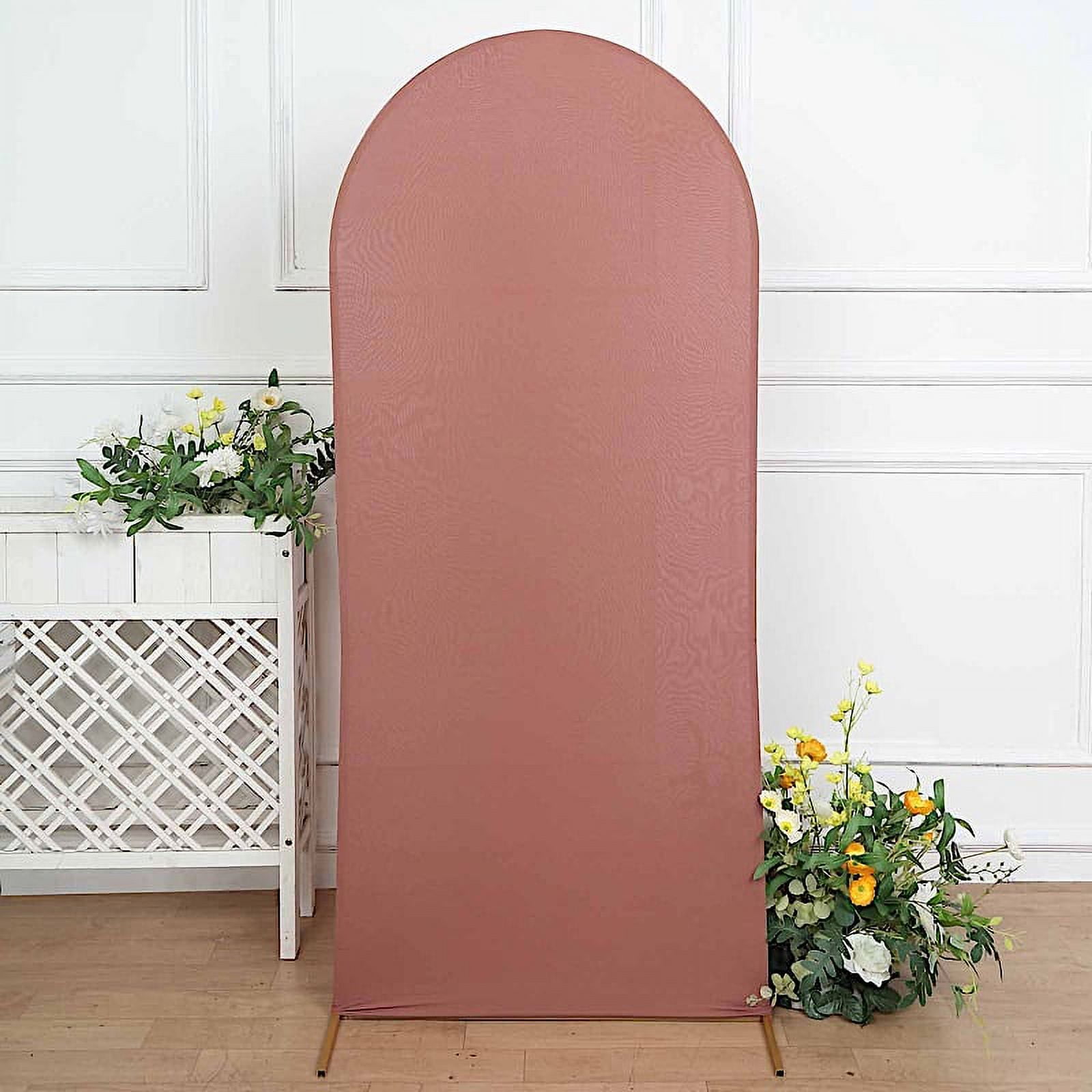 Balsa Circle 6 ft Terracotta Fitted Matte Spandex Round Top Wedding ...