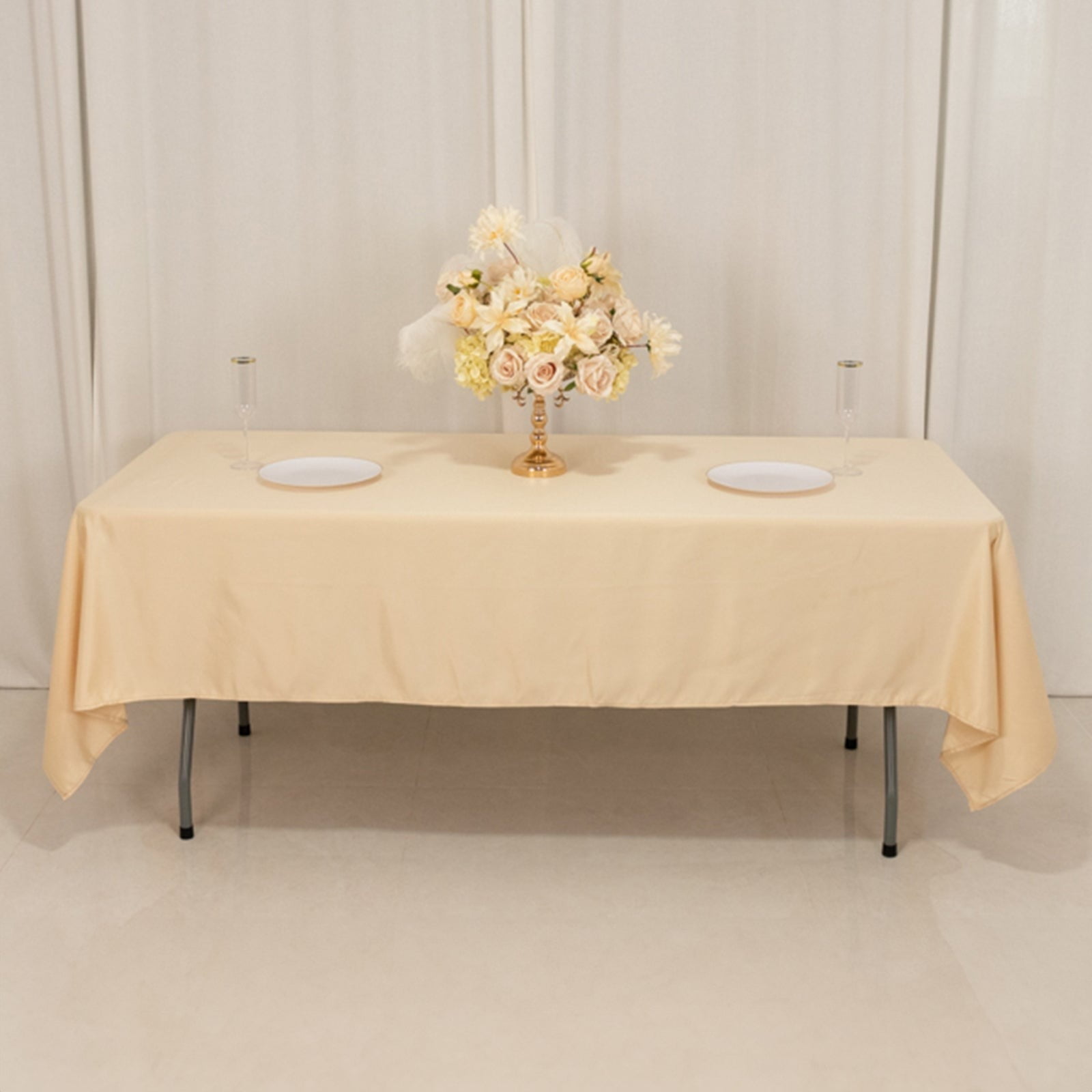 BalsaCircle 60" x 102" Beige Lamour Satin Rectangular Tablecloth Table ...