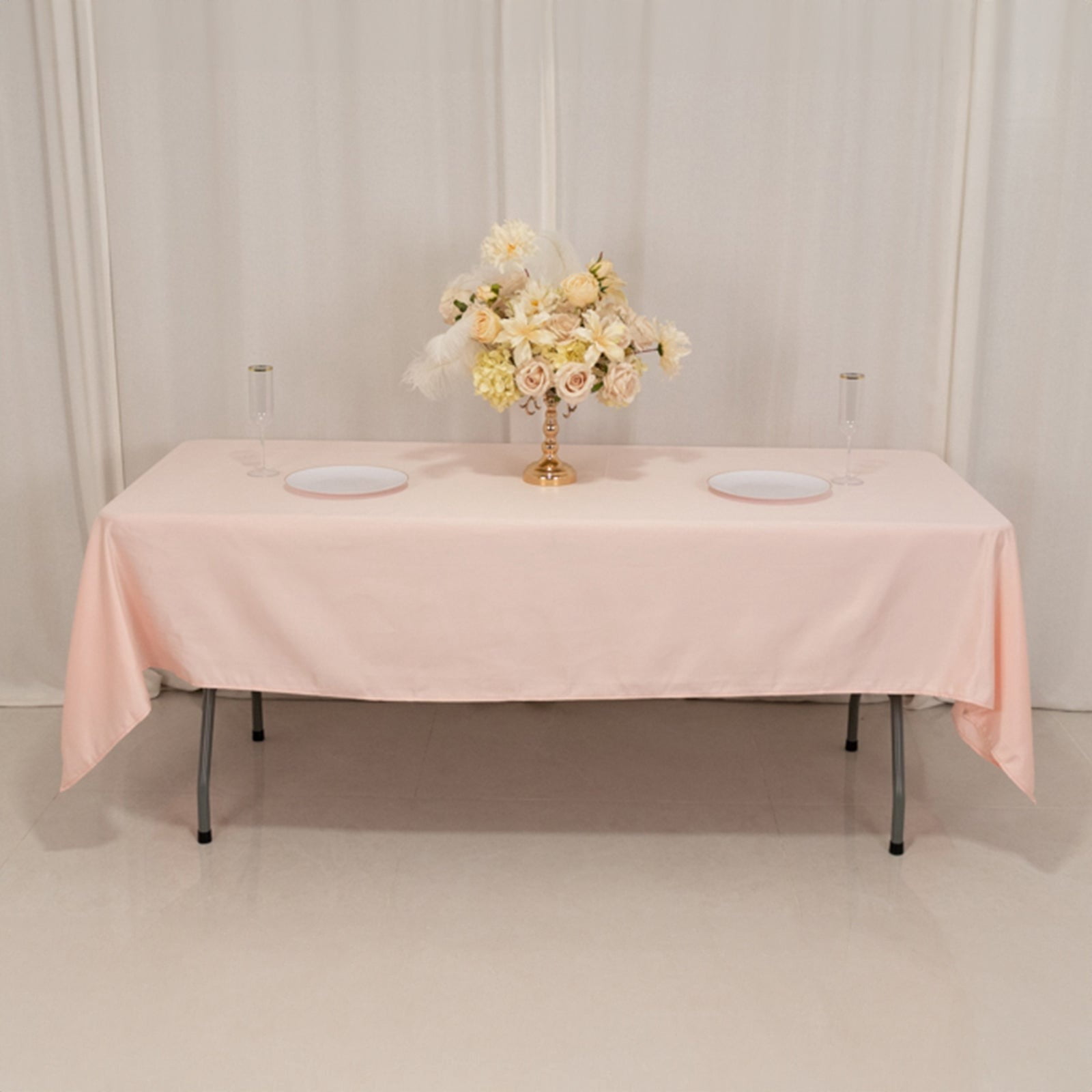 BalsaCircle 60" x 102" Blush Lamour Satin Rectangular Tablecloth Table ...