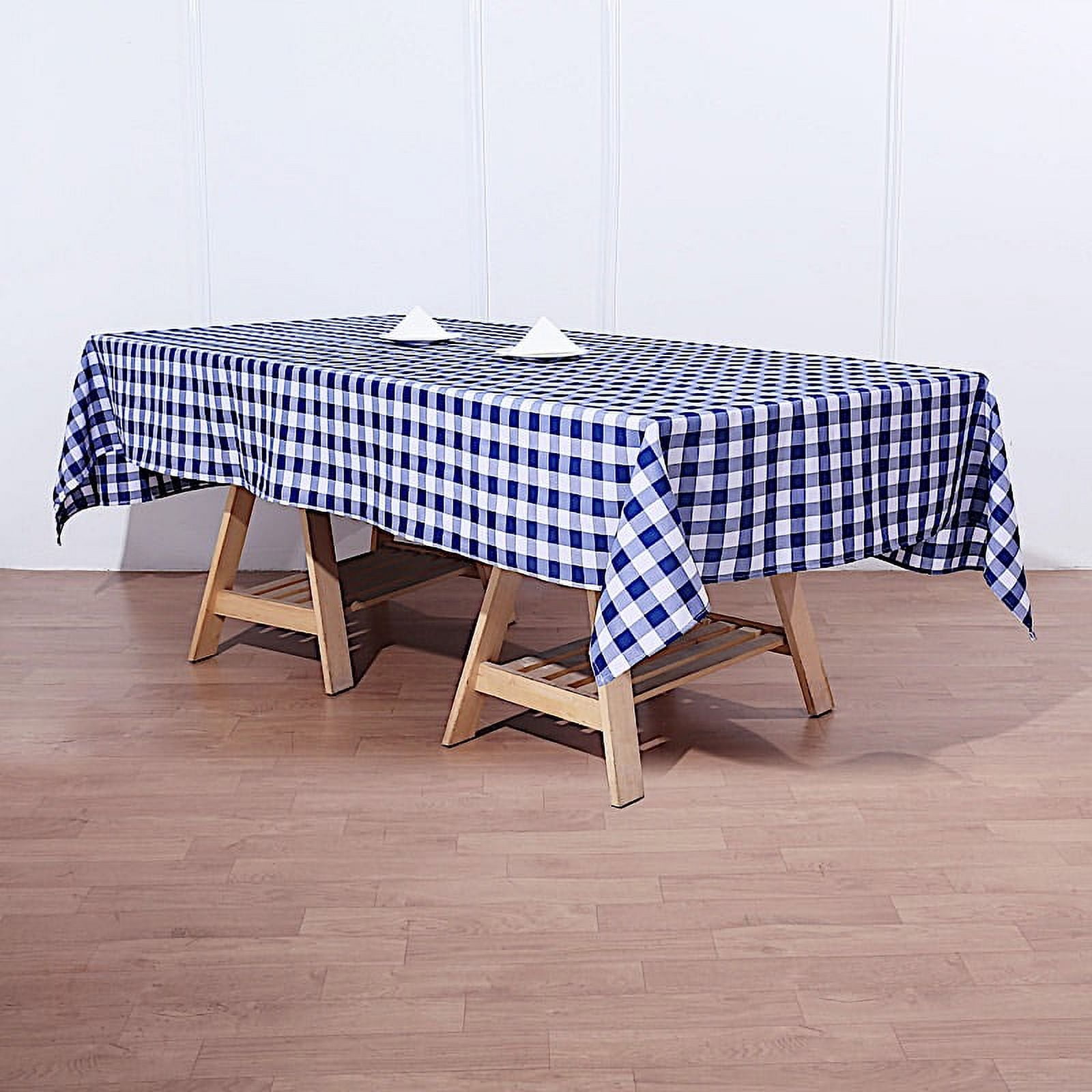 BalsaCircle 60" x 102" Rectangle Long Style White Tablecloth - Gingham ...