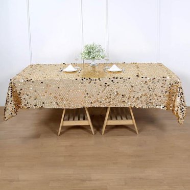 BalsaCircle 90" x 156" Big Payette Sequin Tablecloth Gold - Walmart.com