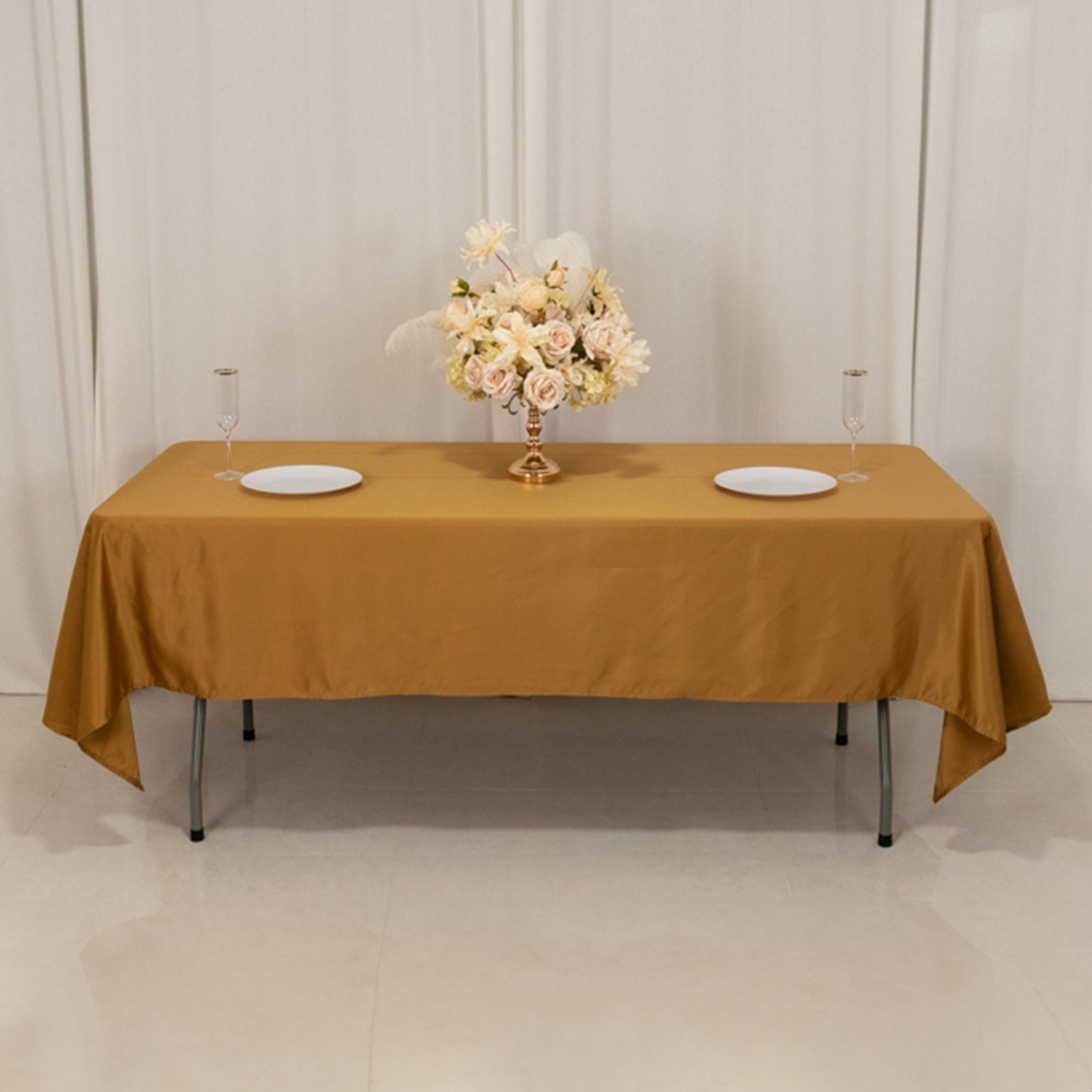 BalsaCircle 60" x 102" Gold Lamour Satin Rectangular Tablecloth Table ...