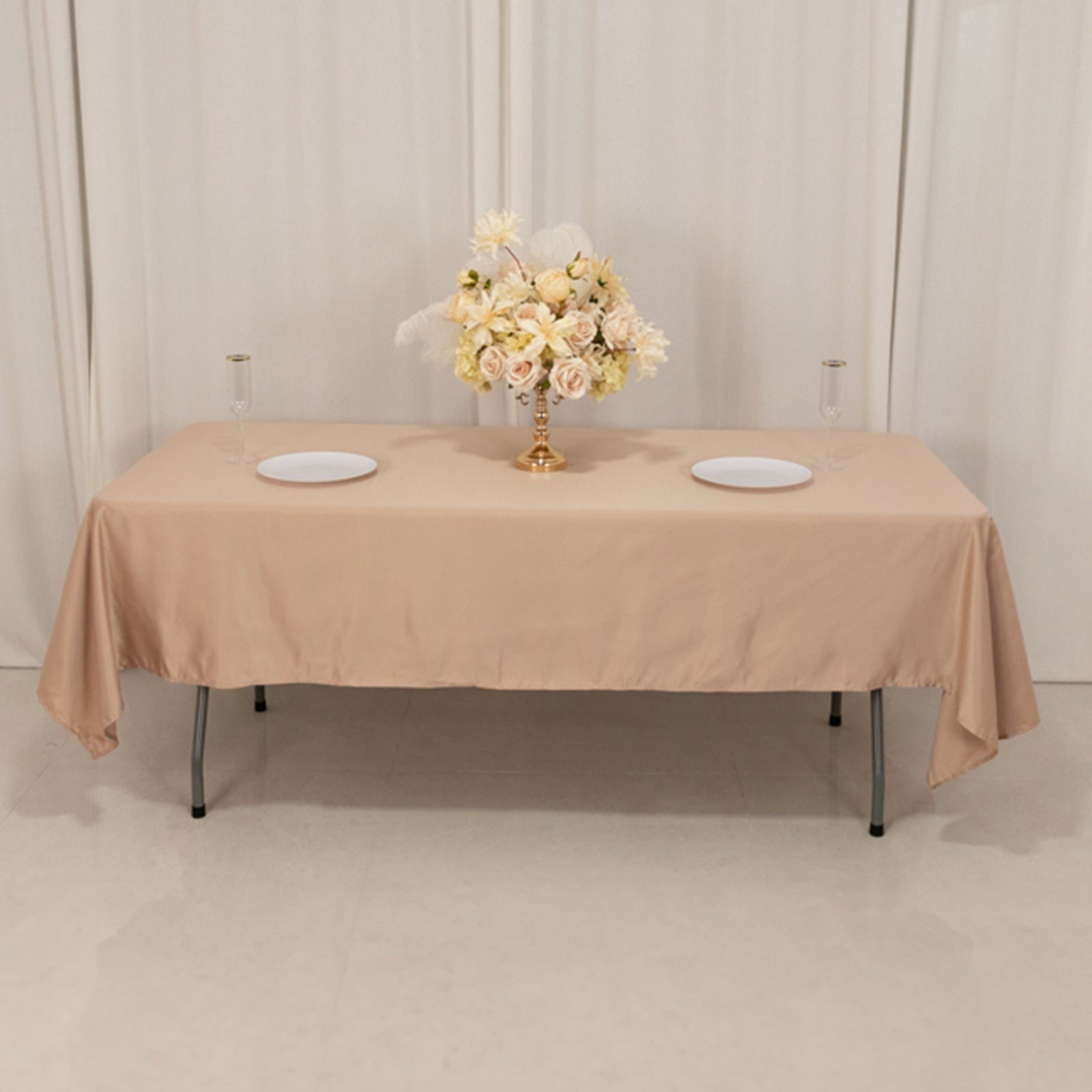 BalsaCircle 60" x 102" Nude Lamour Satin Rectangular Tablecloth Table ...