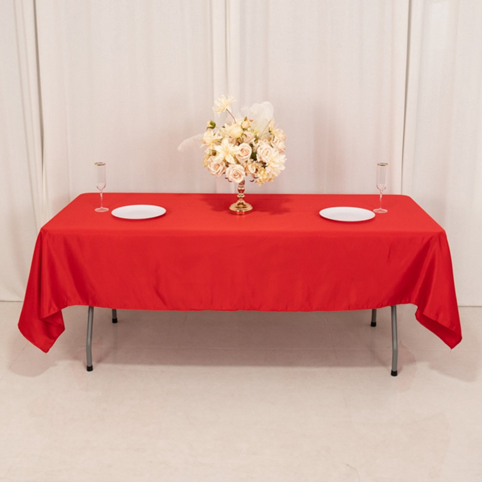BalsaCircle 60" x 102" Red Lamour Satin Rectangular Tablecloth Table ...