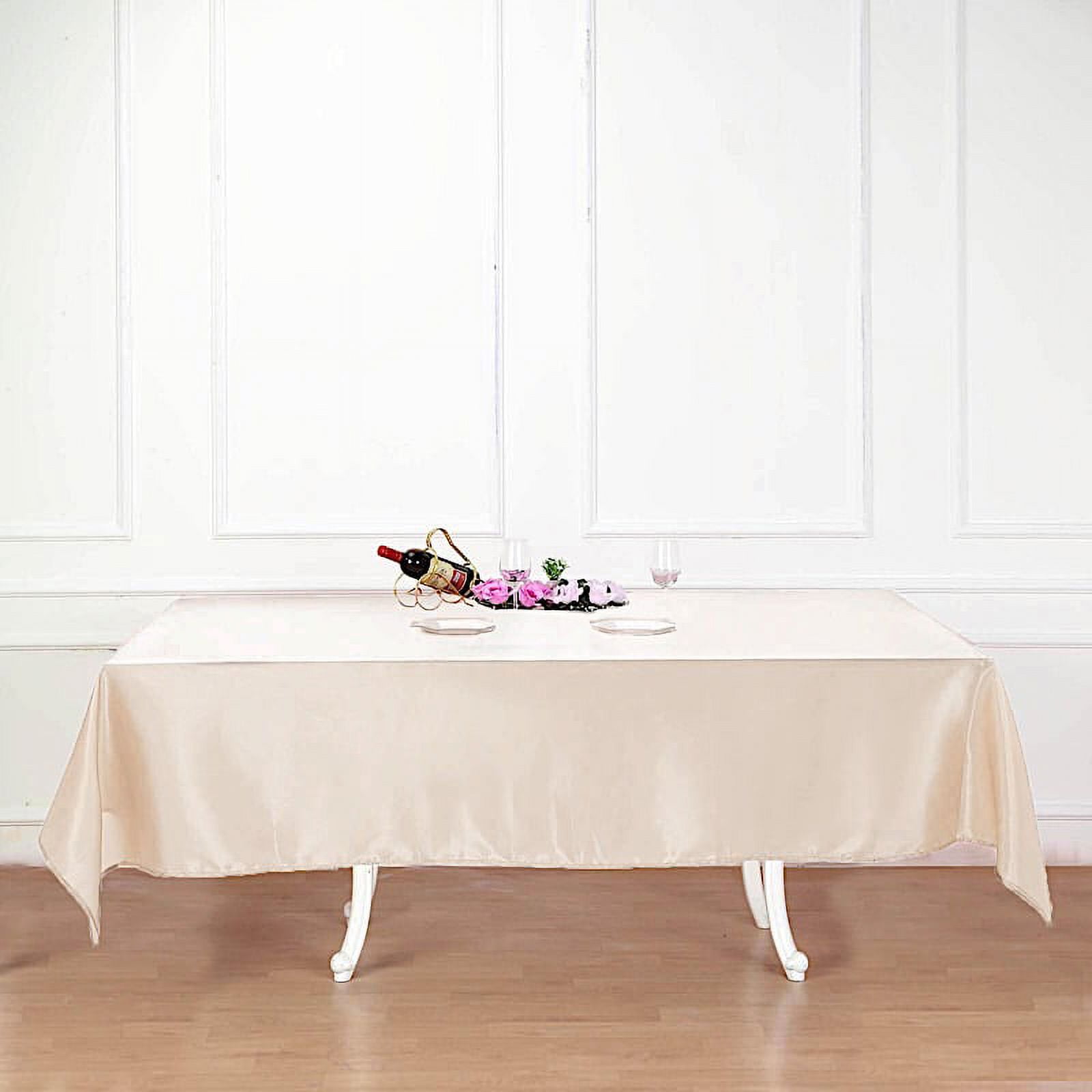 Balsa Circle 60" x 102" Satin Rectangular Tablecloth Beige Table Linen ...
