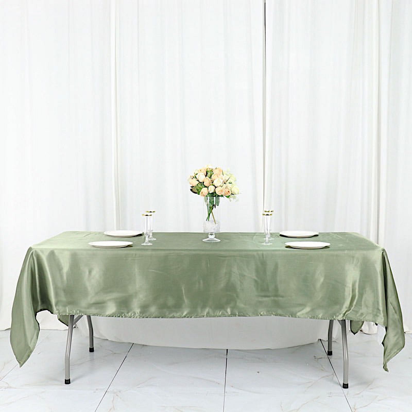 Balsa Circle 60" x 102" Satin Rectangular Tablecloth Eucalyptus Sage ...