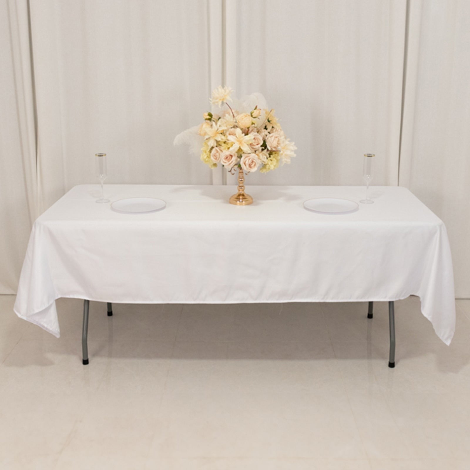 BalsaCircle 60" x 102" White Lamour Satin Rectangular Tablecloth Table ...